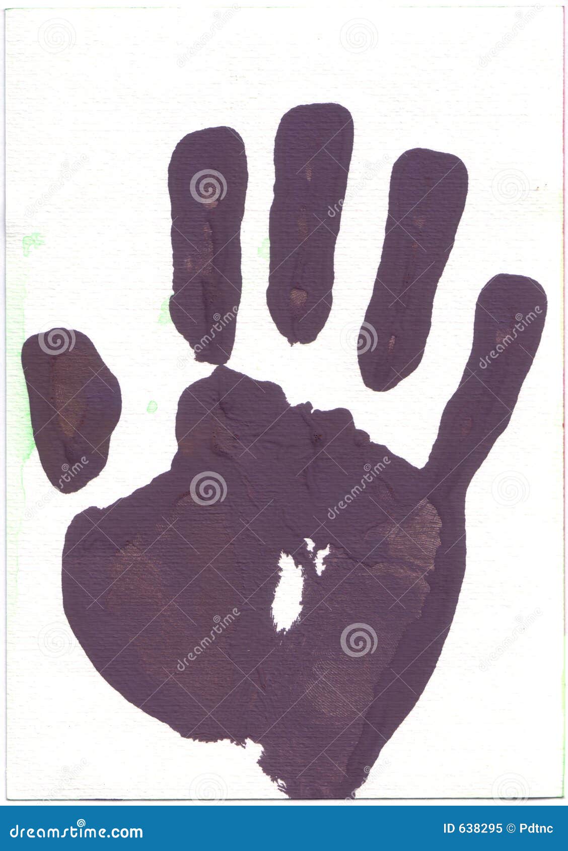 Splodged Hand Print on Watercolour Paper Stock Image - Image of right ...