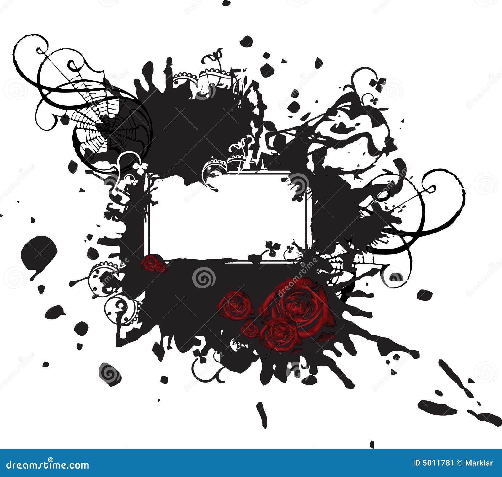 Splotched Black Sign with Red Roses Stock Vector - Illustration of ...