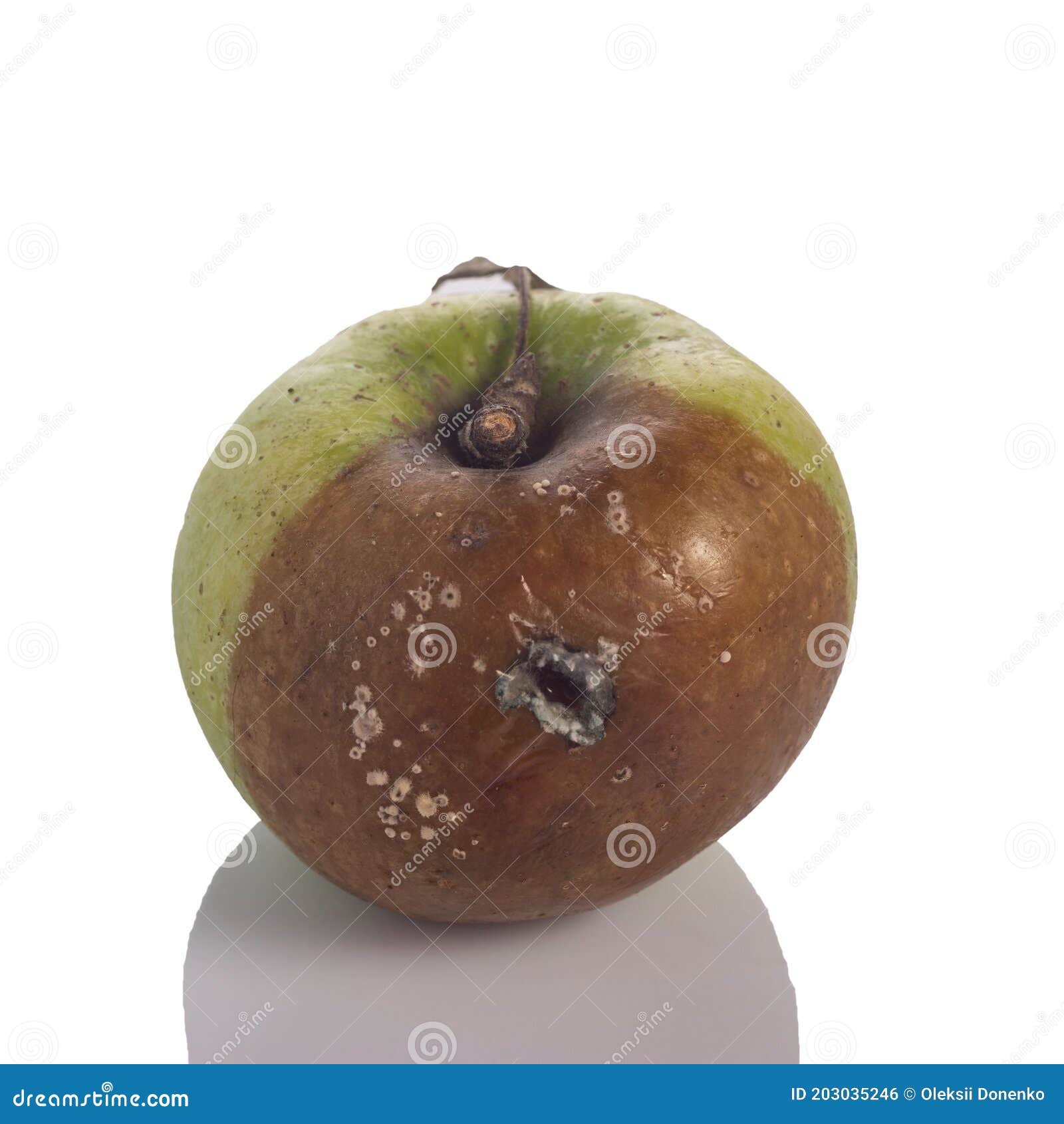 Spoiled Apple, Close-up, Isolate on White Background Stock Photo ...