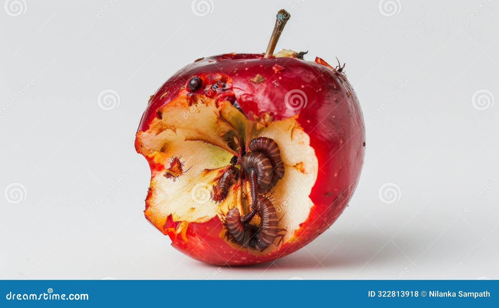 Spoiled Apple Infested with Worms and Decaying Stock Illustration ...