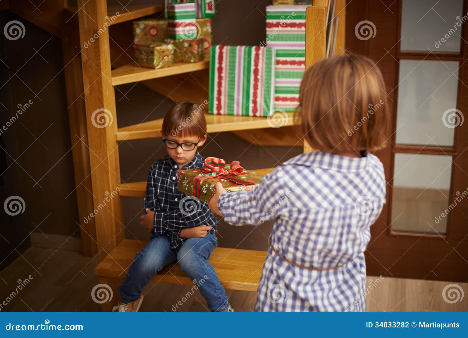 Spoiled Kid Refusing a Christmas Present Stock Photo - Image of ...