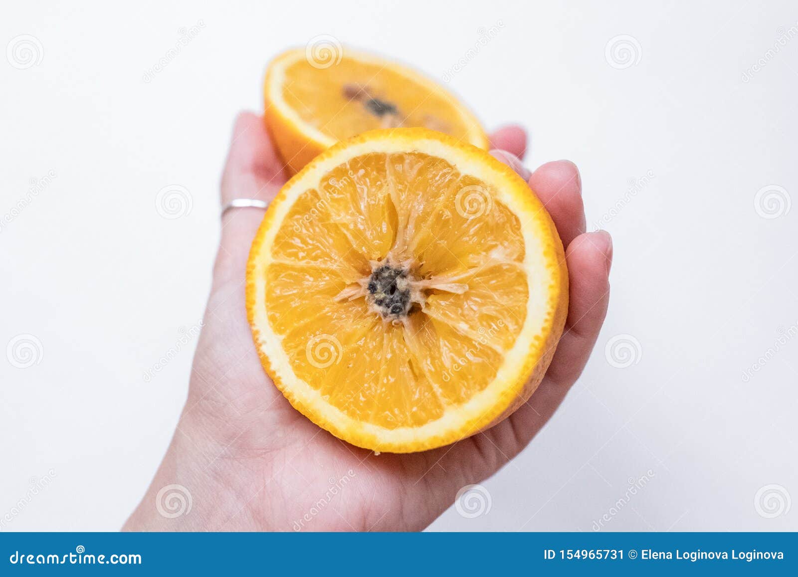Spoiled Orange. the Black Middle Inside the Fruit Stock Image - Image ...