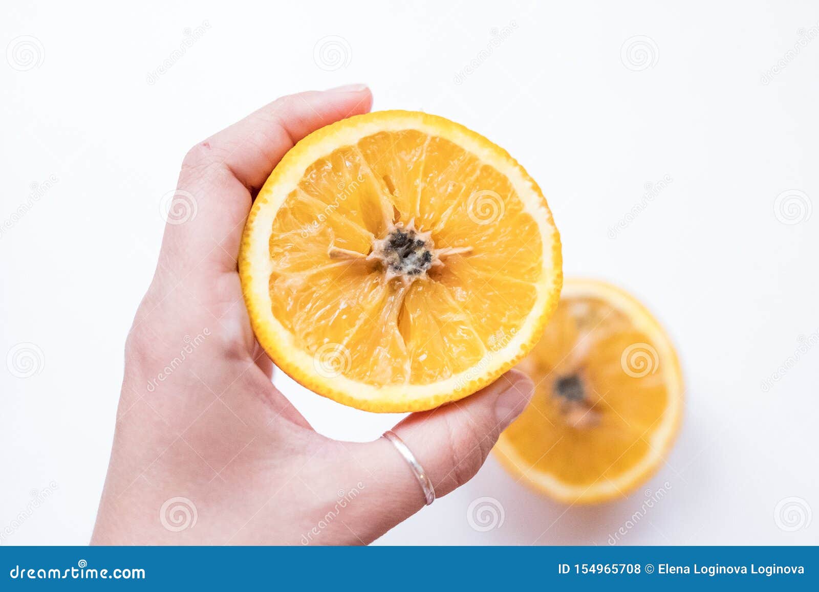 Spoiled Orange. the Black Middle Inside the Fruit Stock Photo - Image ...
