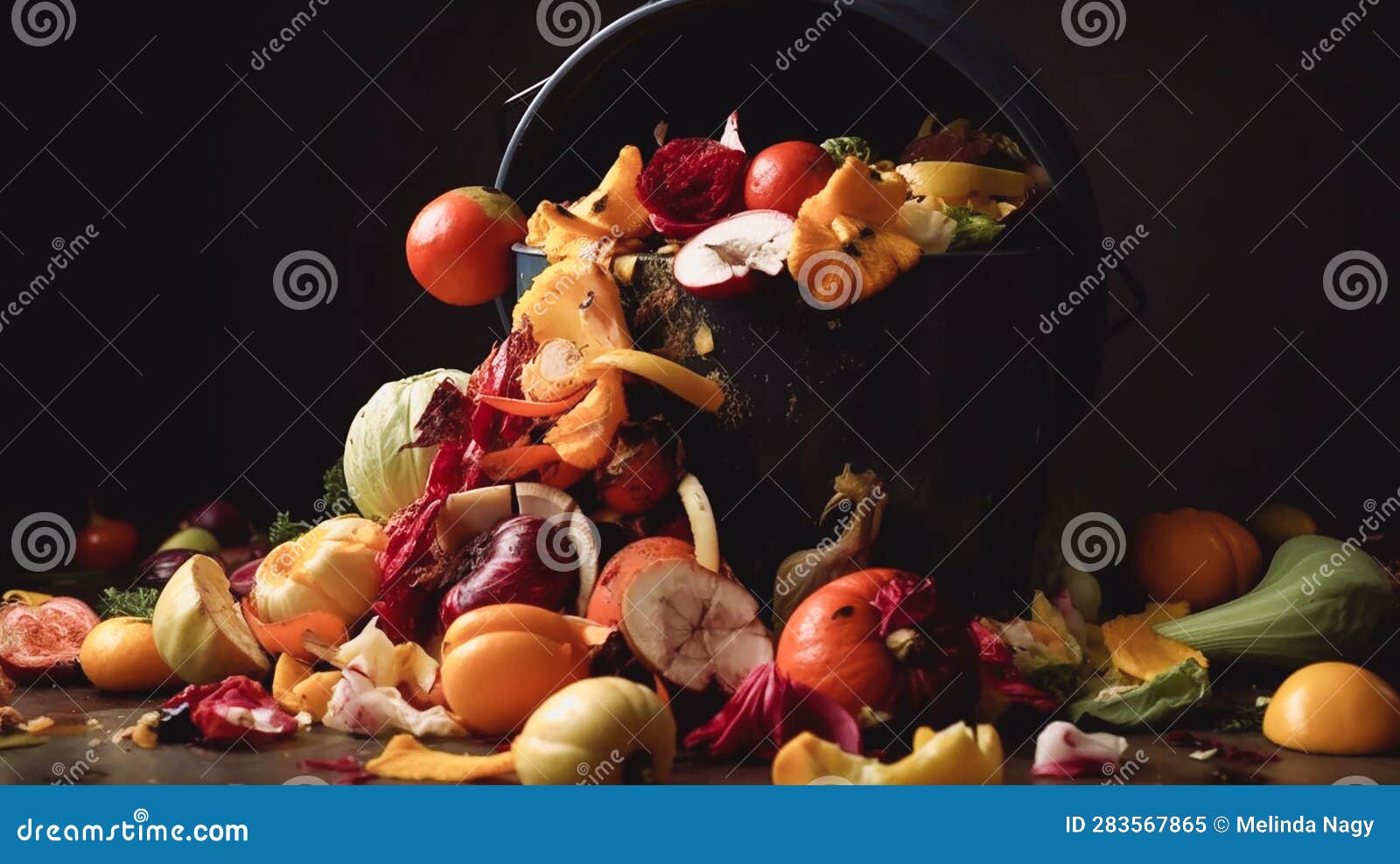 Spoiled Vegetables in Trash Ready for Composting Stock Illustration ...
