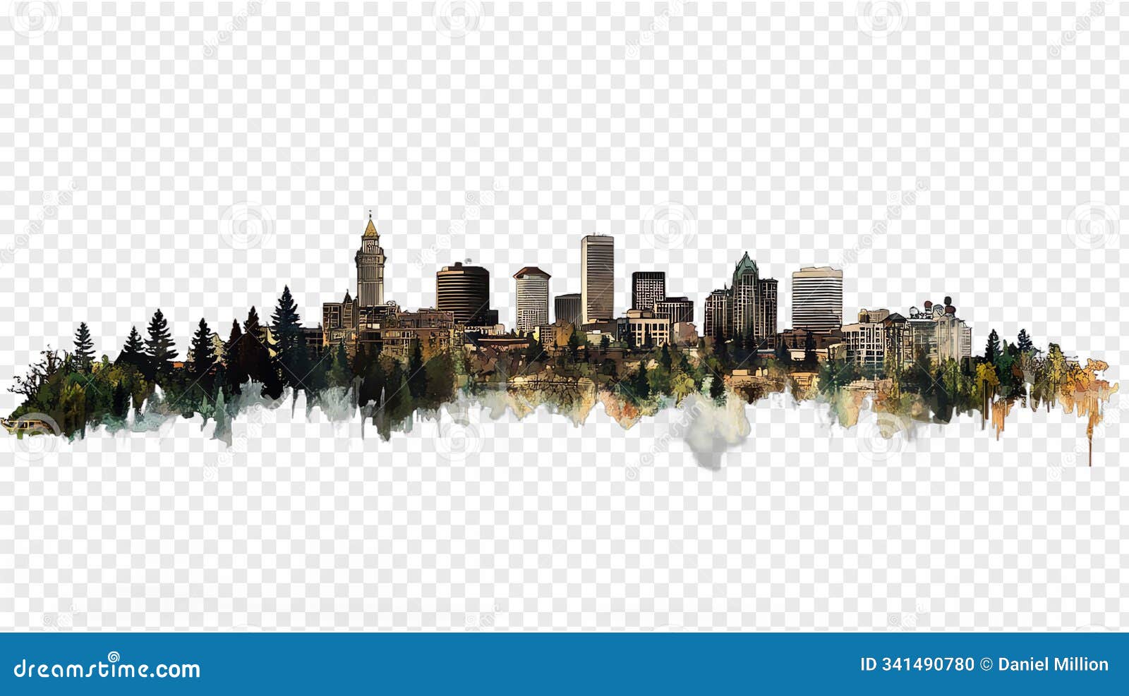 Spokane, WA Skyline Silhouette. Cartoon Vector | CartoonDealer.com ...
