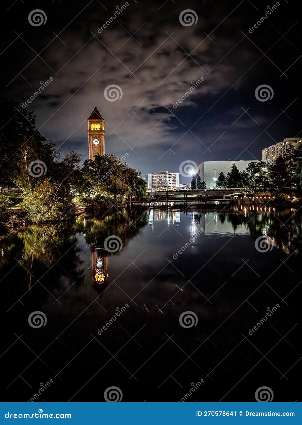 Spokane clock tower stock image. Image of morning, spokane - 270578641