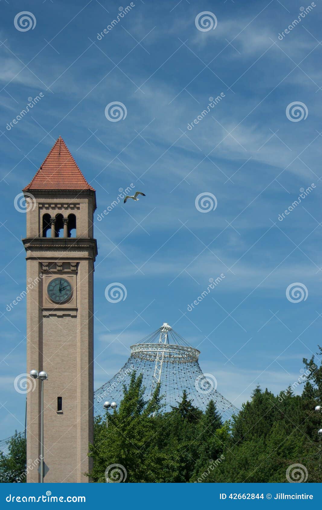 Spokane Clock Tower and Pavilion Stock Photo - Image of tower, pavilion ...