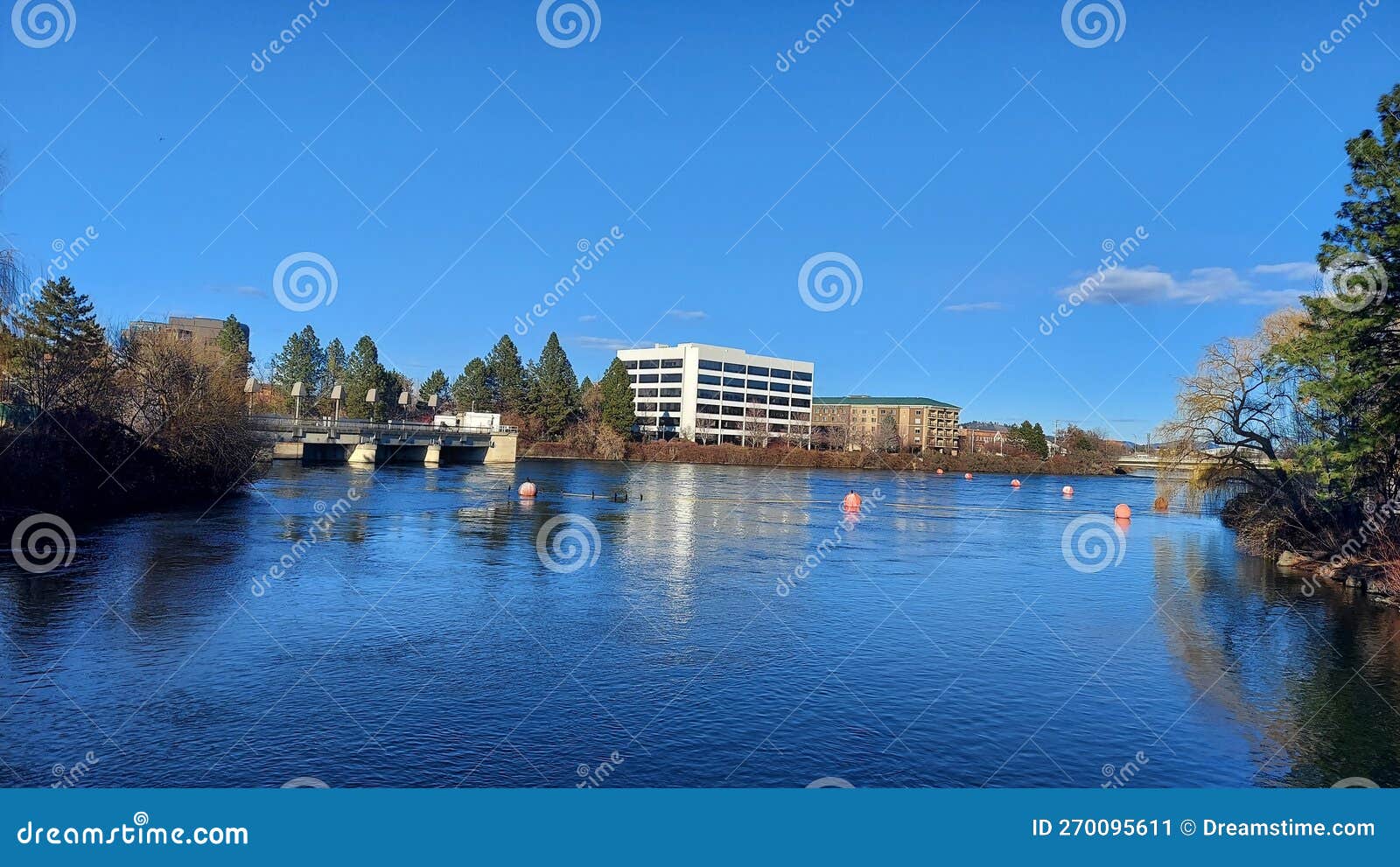 Spokane River from the Bridge Stock Image - Image of vehicle, water ...