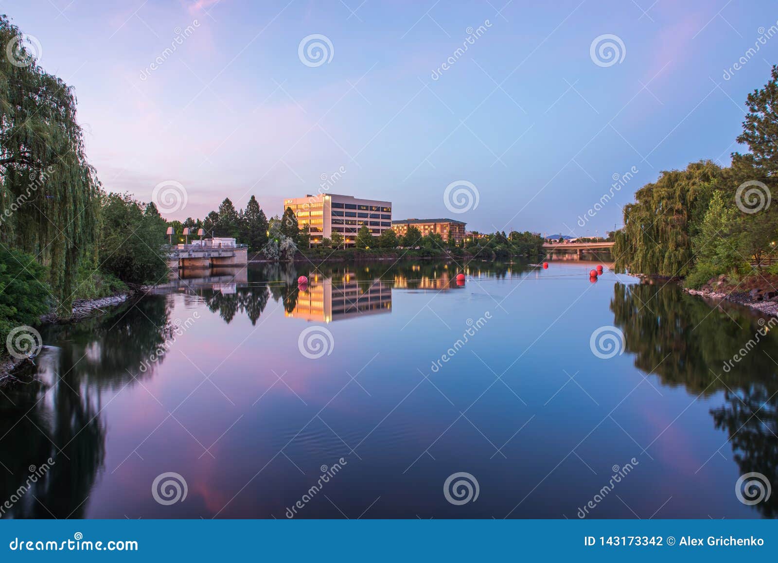 Spokane River in Riverfront Park with Clock Tower Editorial Photography ...