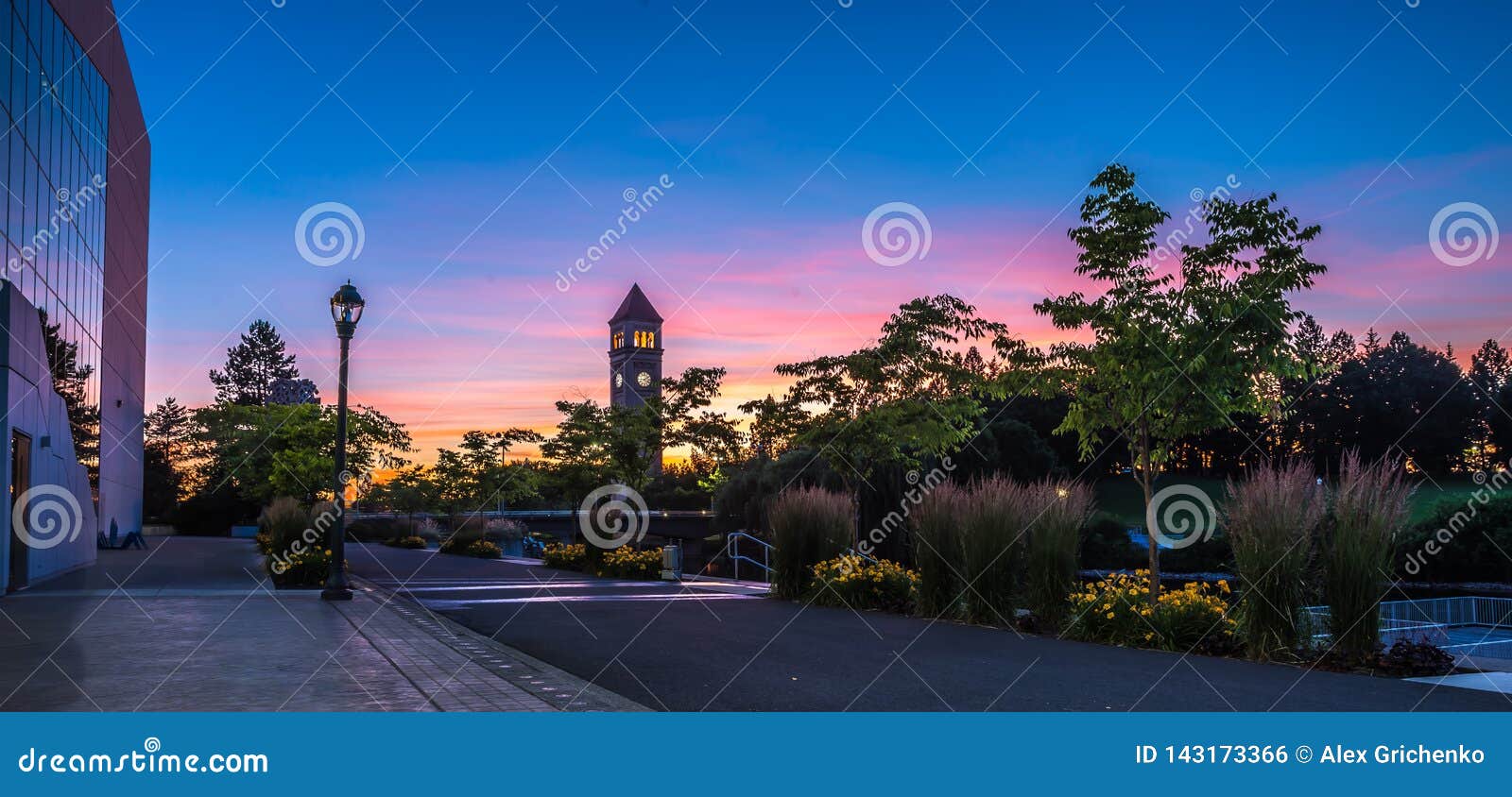 Spokane River in Riverfront Park with Clock Tower Stock Photo - Image ...