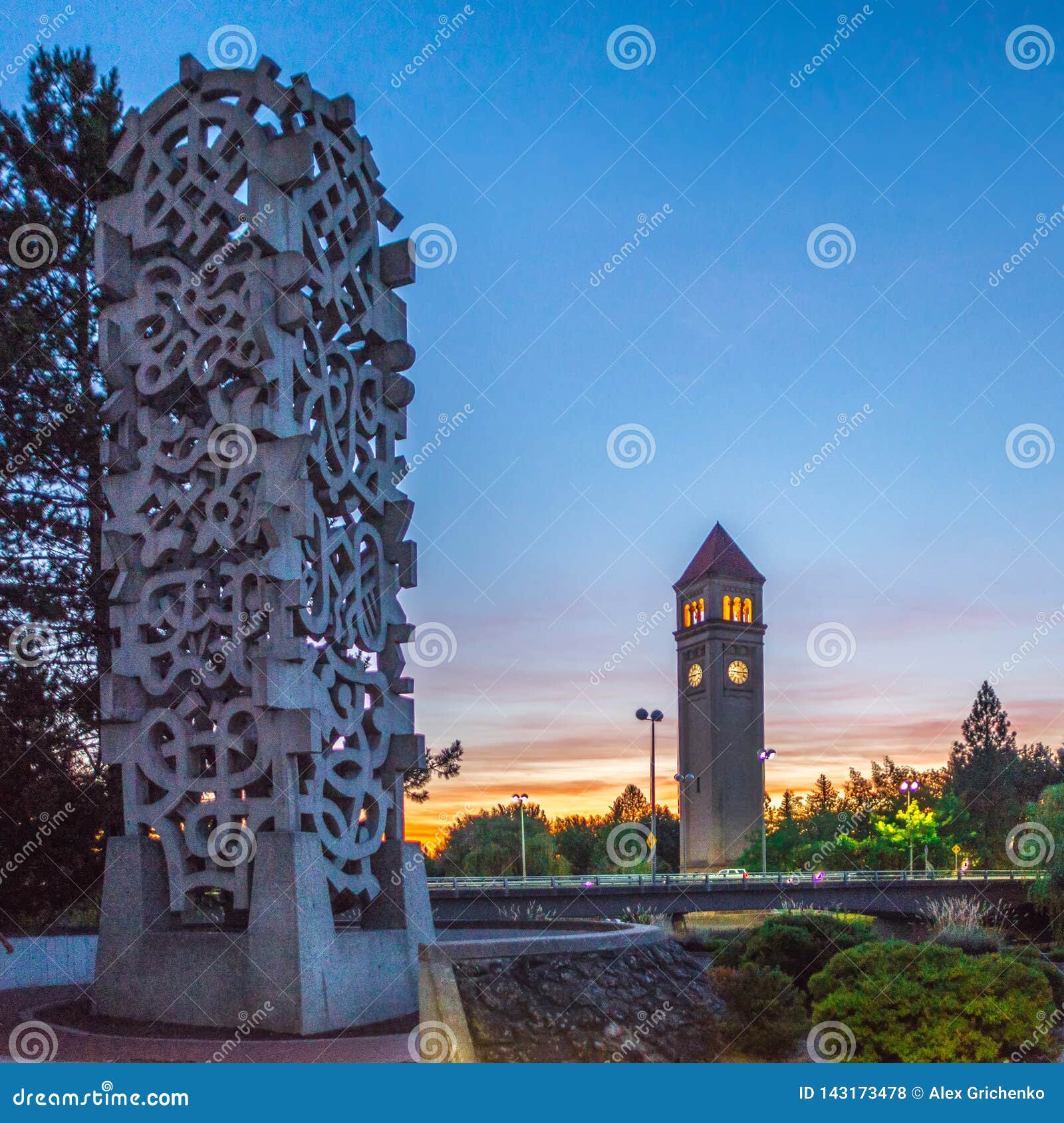 Spokane River in Riverfront Park with Clock Tower Editorial Stock Photo ...