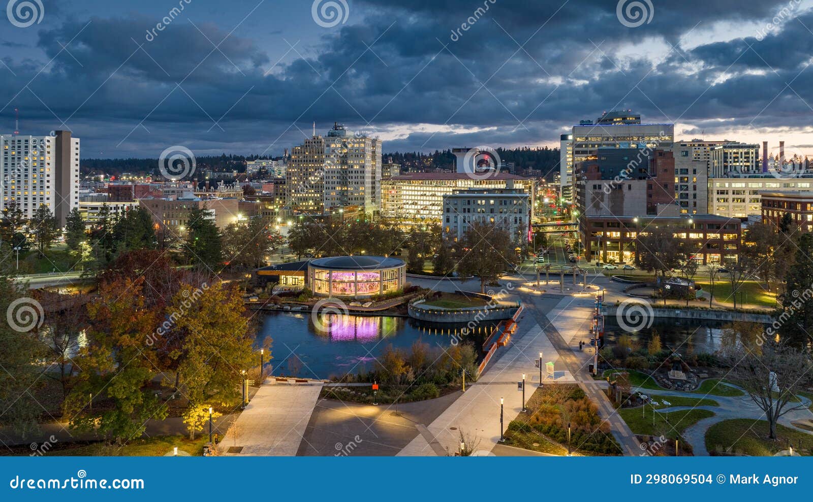Spokane Sunset Downtown Tower Main Street Stock Photo - Image of ...