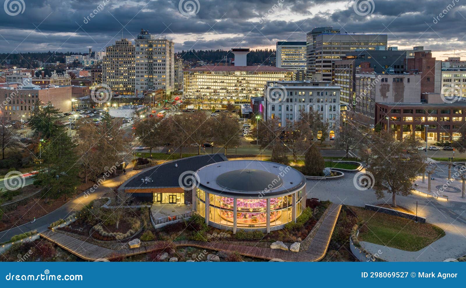 Spokane Sunset Downtown Tower Main Street Stock Image - Image of ...
