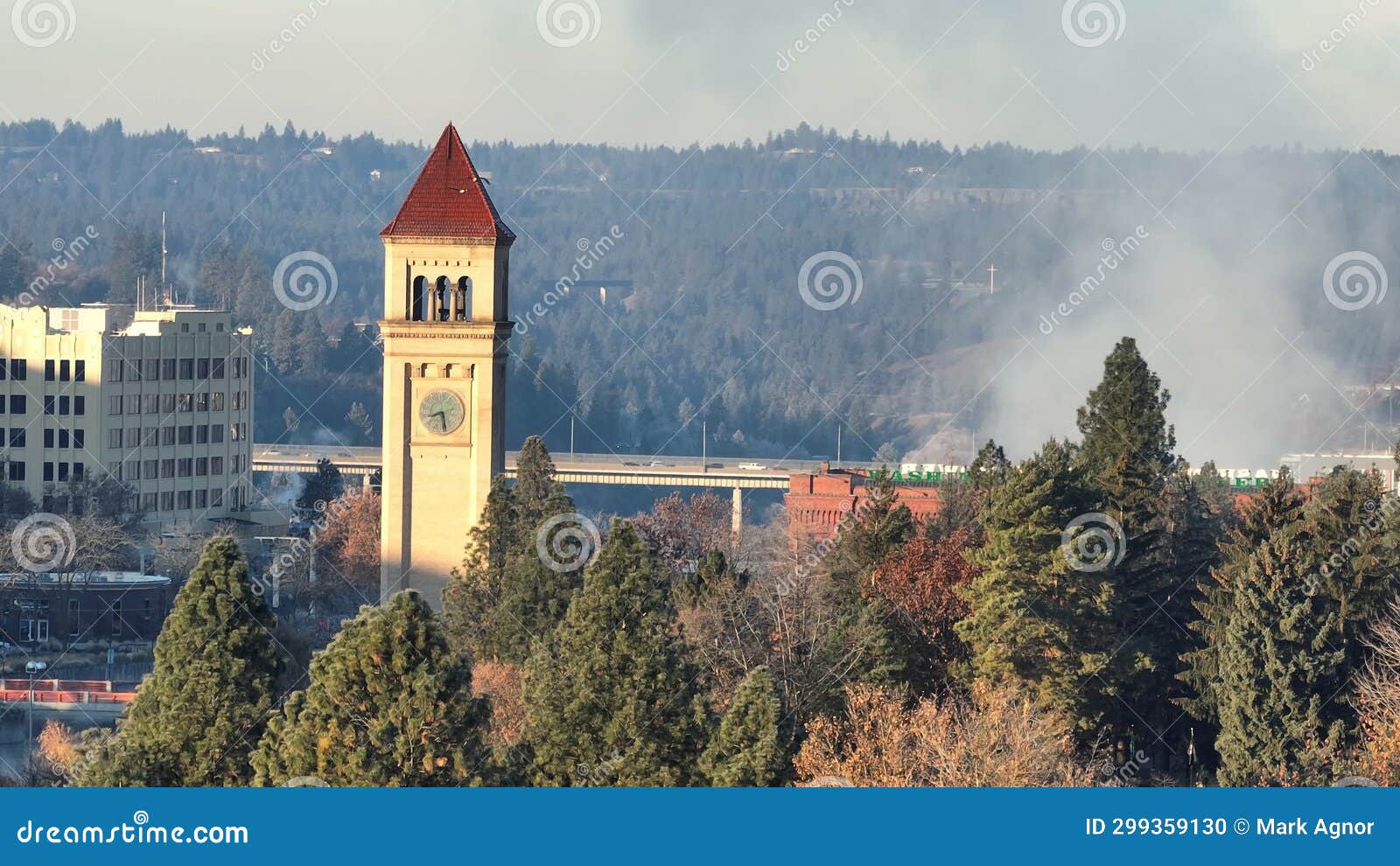 Spokane Tower Clock Downtown Washington Stock Footage - Video of ...