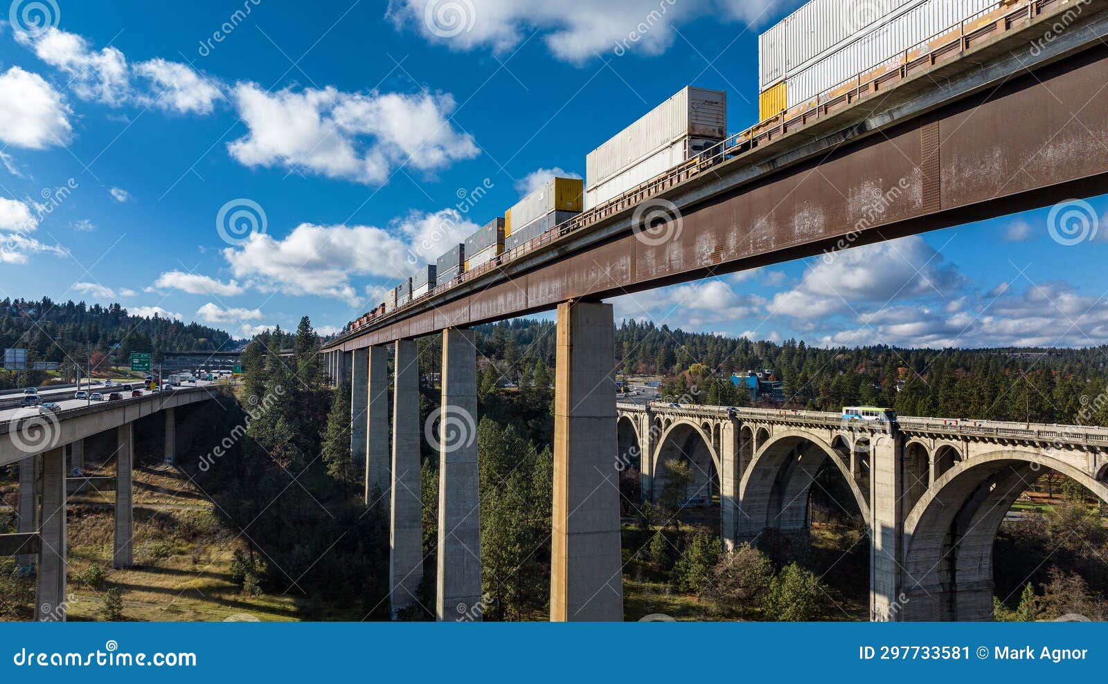 Spokane Train Railway Bridge Washington Transport Stock Image - Image ...
