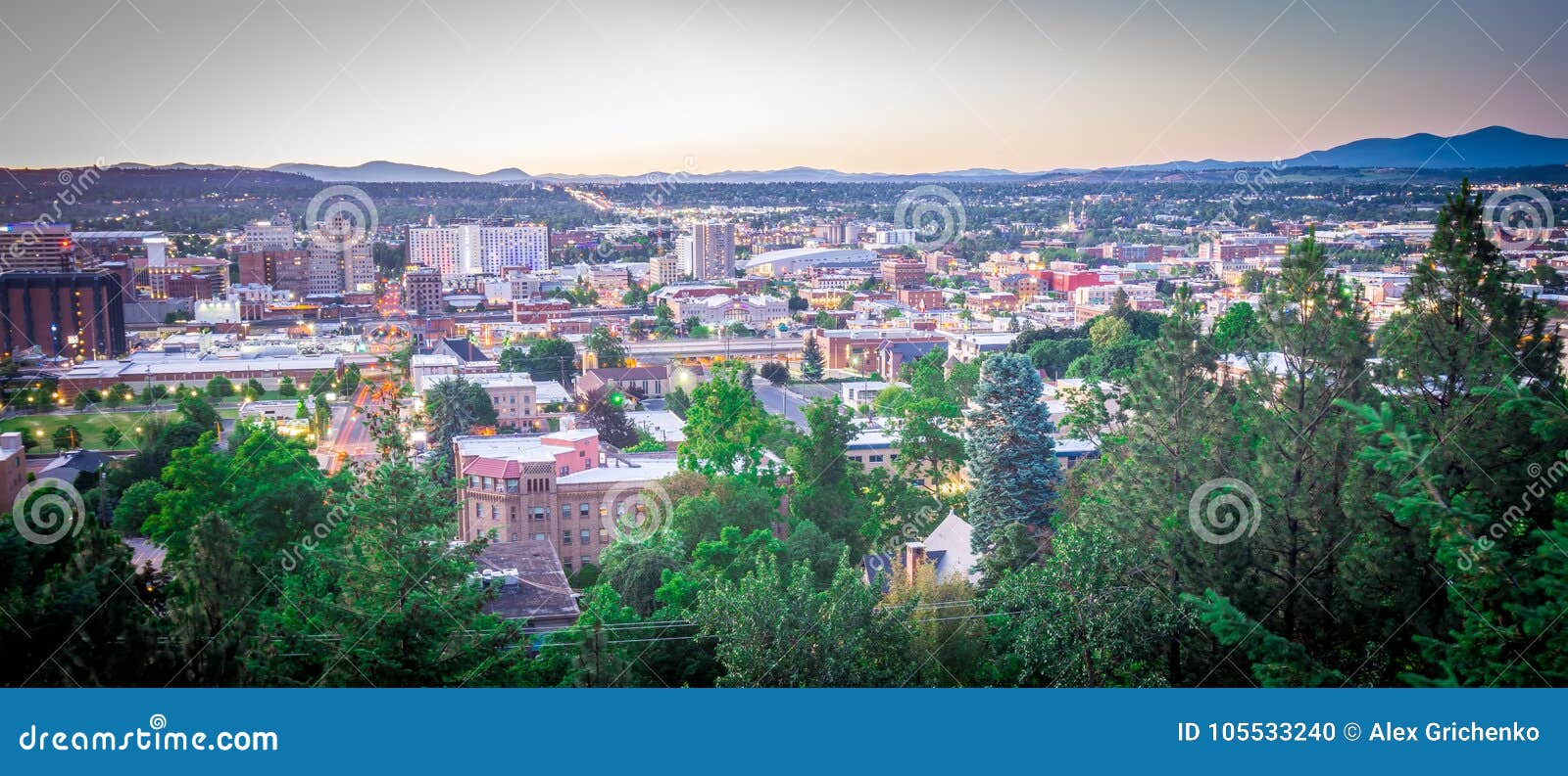 Spokane Washington City Skyline and Streets Editorial Image - Image of ...