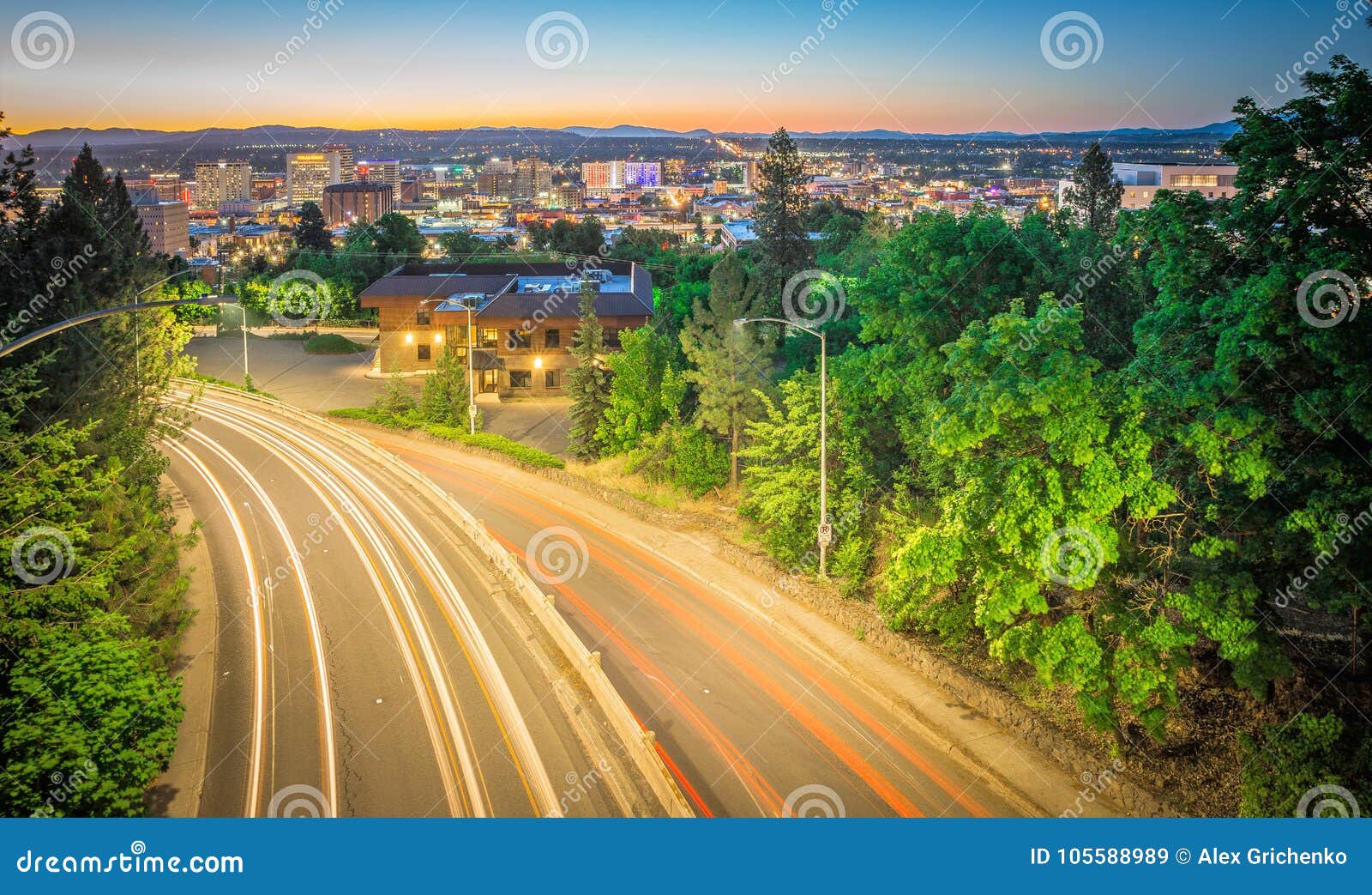 Spokane Washington City Skyline and Streets Stock Image - Image of ...