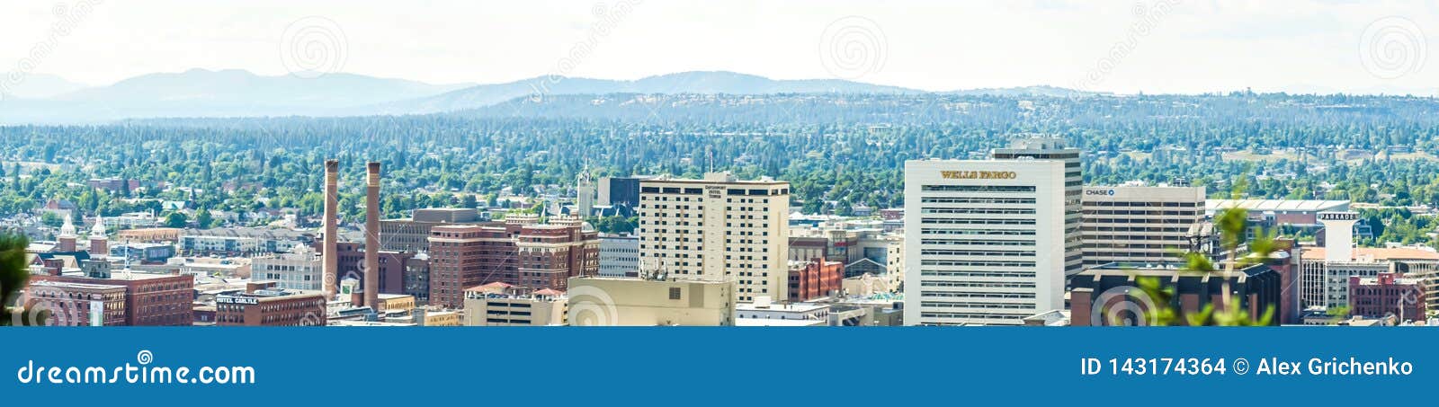 Spokane Washington City Skyline and Spokane Valley Views Editorial ...