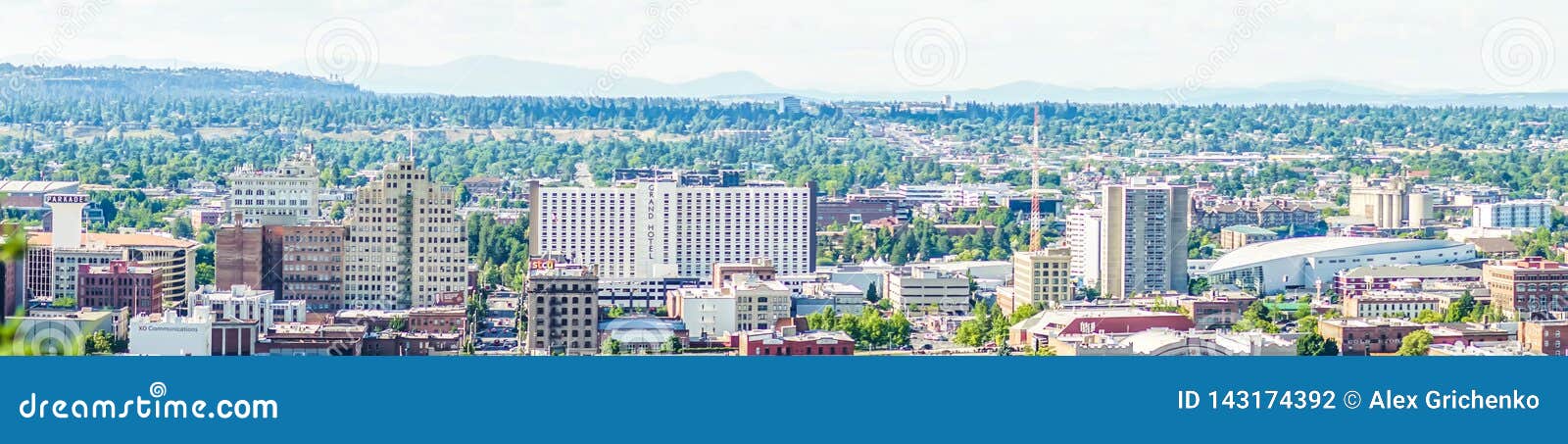 Spokane Washington City Skyline and Spokane Valley Views Editorial ...