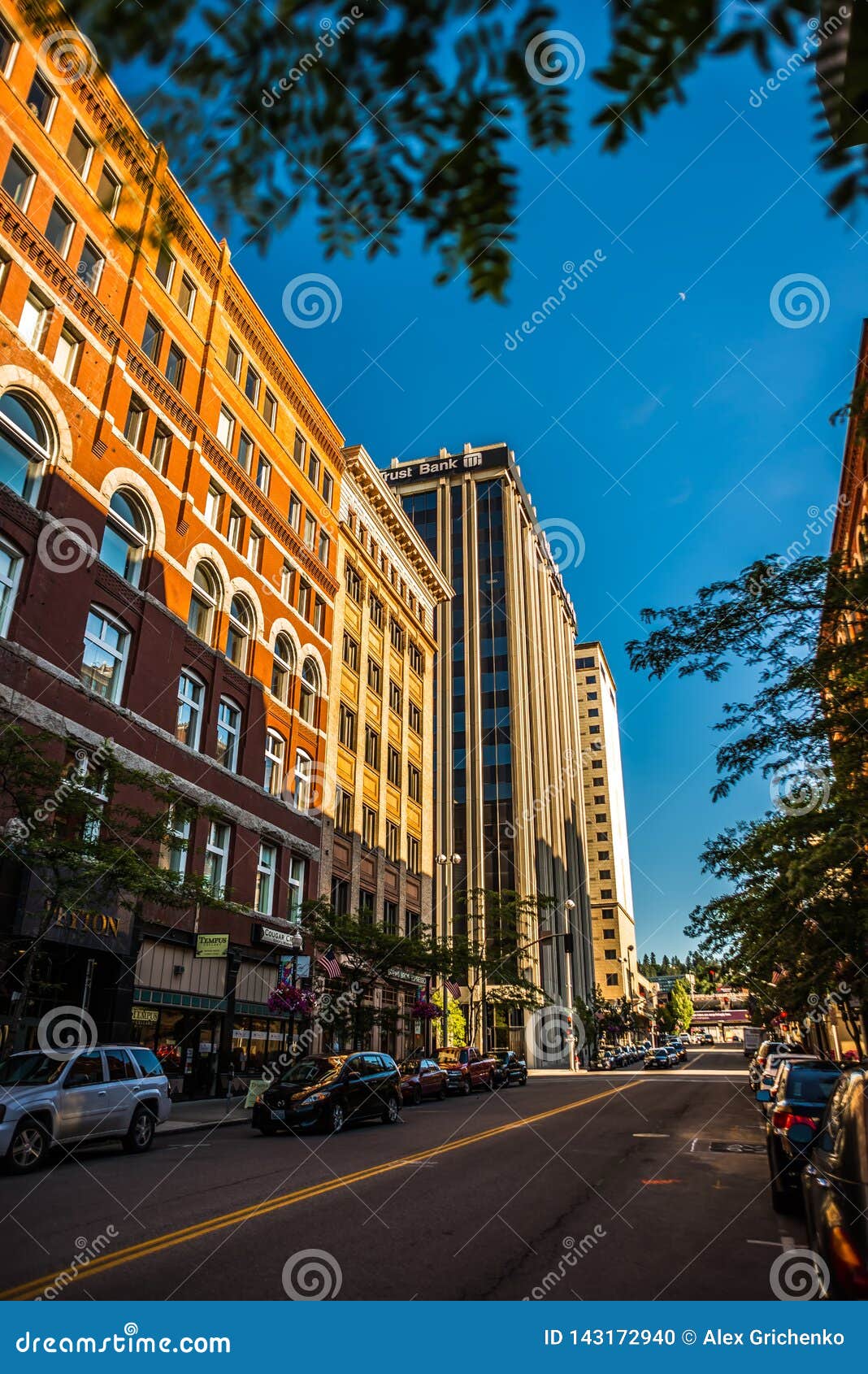 Spokane Washington City Streets at Dusk Editorial Image - Image of ...