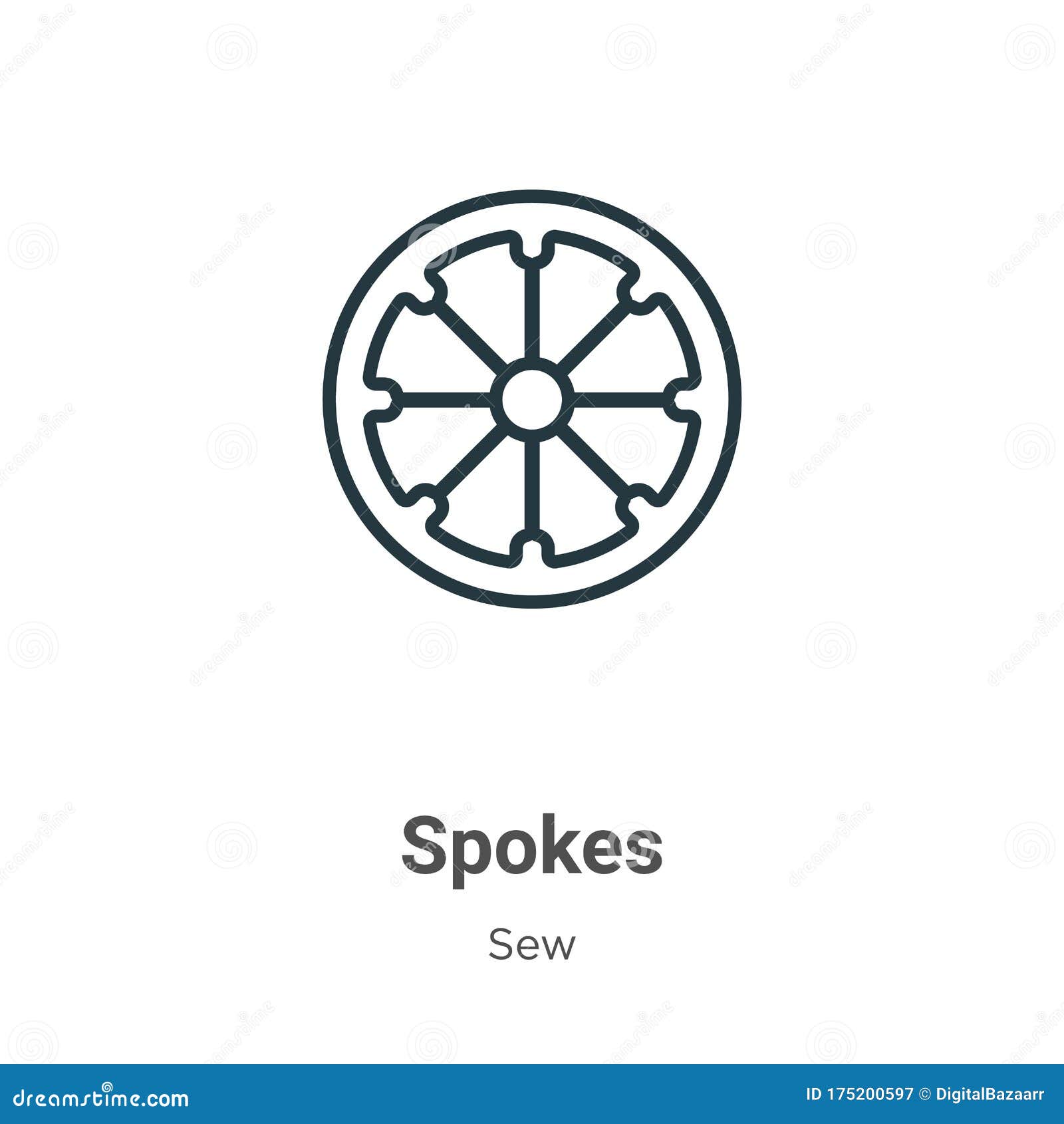 Spokes Outline Vector Icon. Thin Line Black Spokes Icon, Flat Vector ...