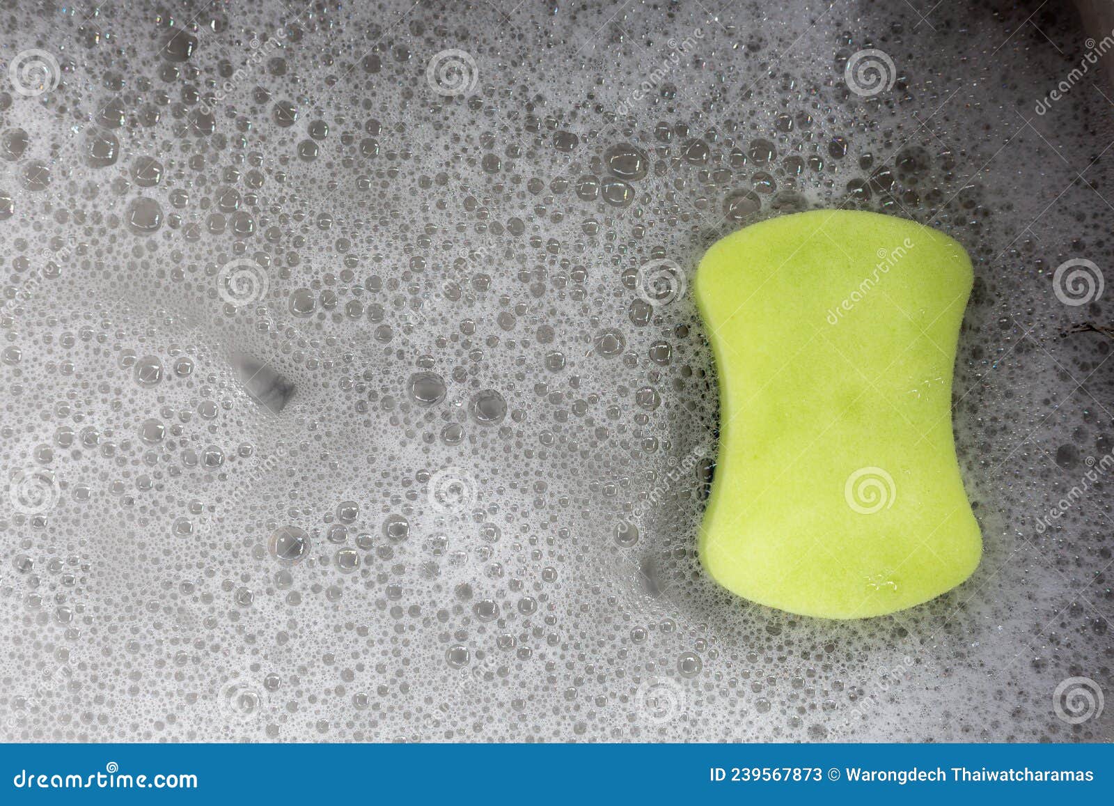 Sponge with Bubbles in the Sink Stock Image - Image of service ...