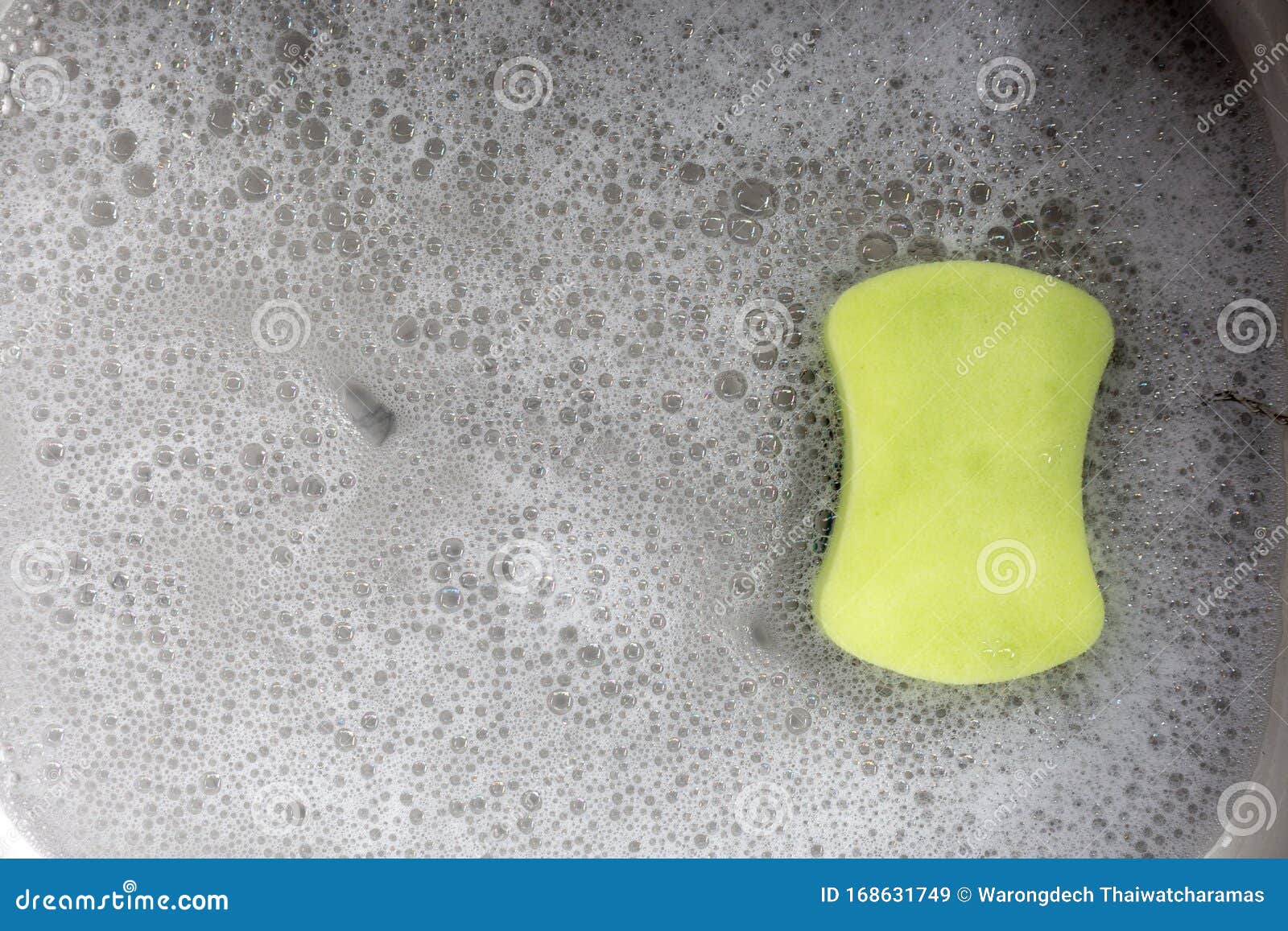 Sponge with Bubbles in the Sink Stock Image - Image of faucet, concept ...