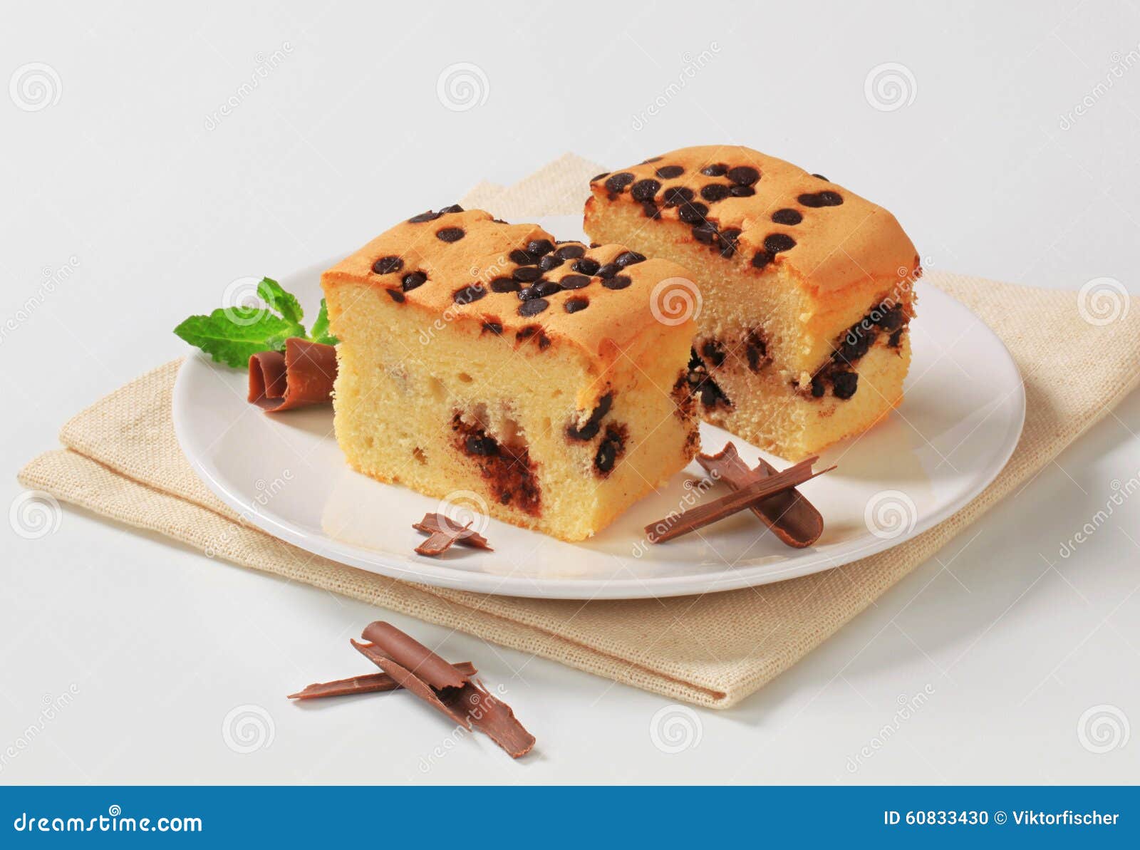 Sponge Cake with Chocolate Chips Stock Photo - Image of closeup ...