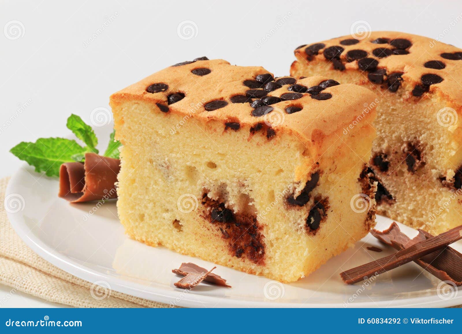 Sponge Cake with Chocolate Chips Stock Photo - Image of cross ...