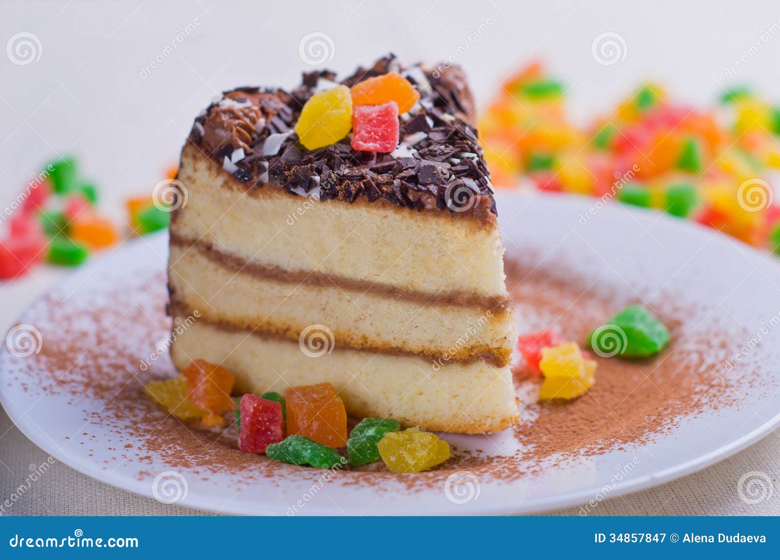 Sponge Cake with Chocolate Topping Stock Image - Image of dessert ...
