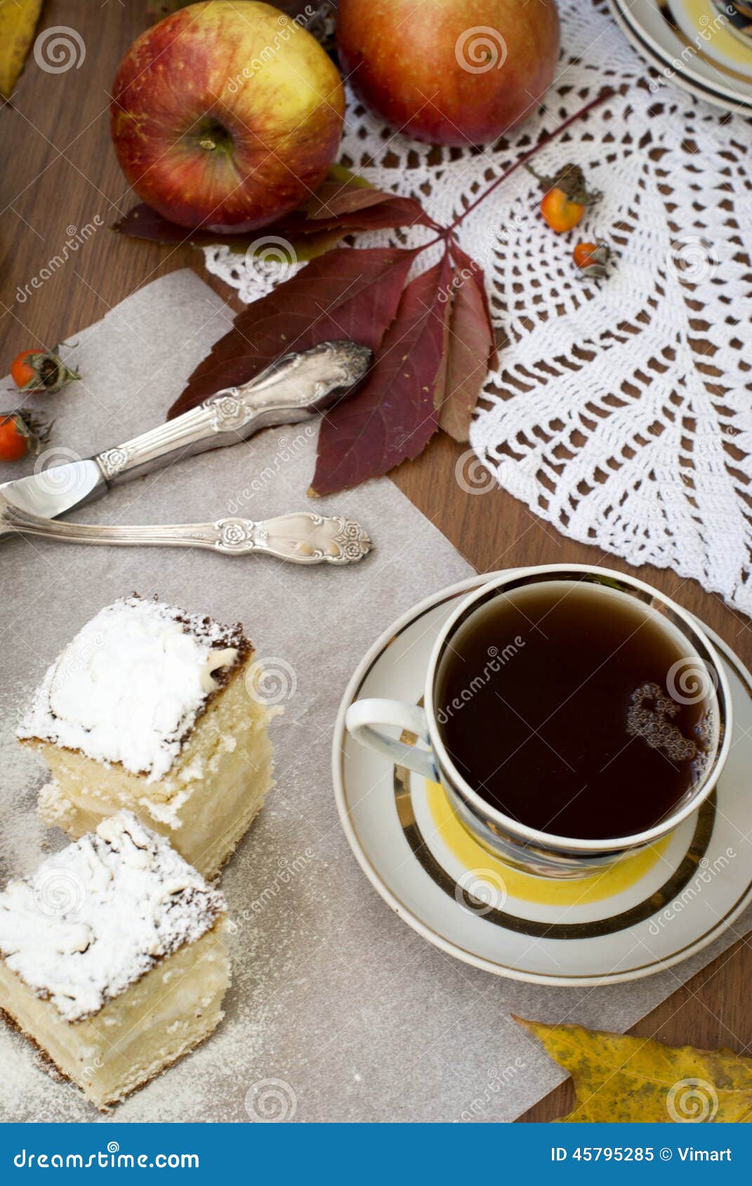 Sponge Cake with a Cup of Tea Stock Image - Image of biscuit, nutrition ...