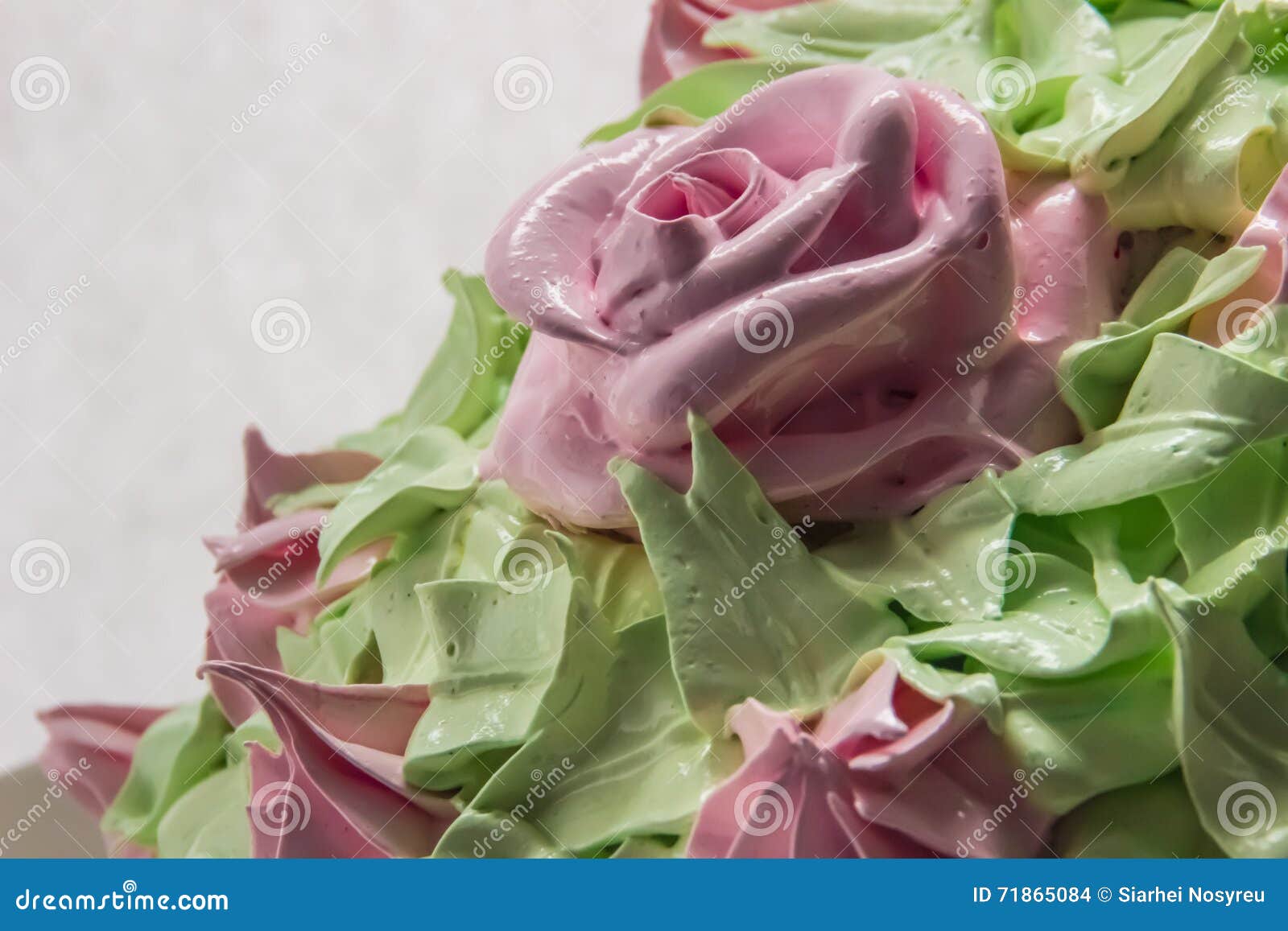 Sponge Cake Decorated with Cream Flowers Stock Photo - Image of flowers ...