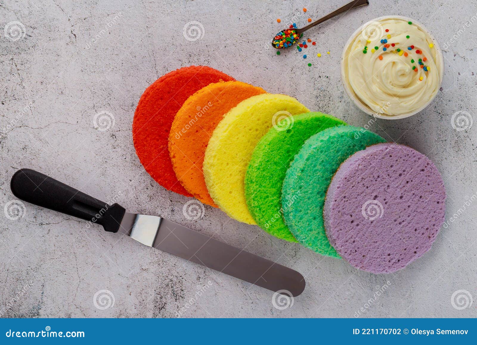 Sponge Cake and Frosting for Making Birthday Cake Stock Photo - Image ...