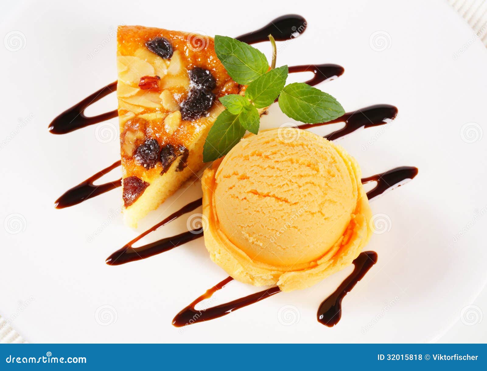 Sponge cake with ice cream stock photo. Image of sorbet - 32015818