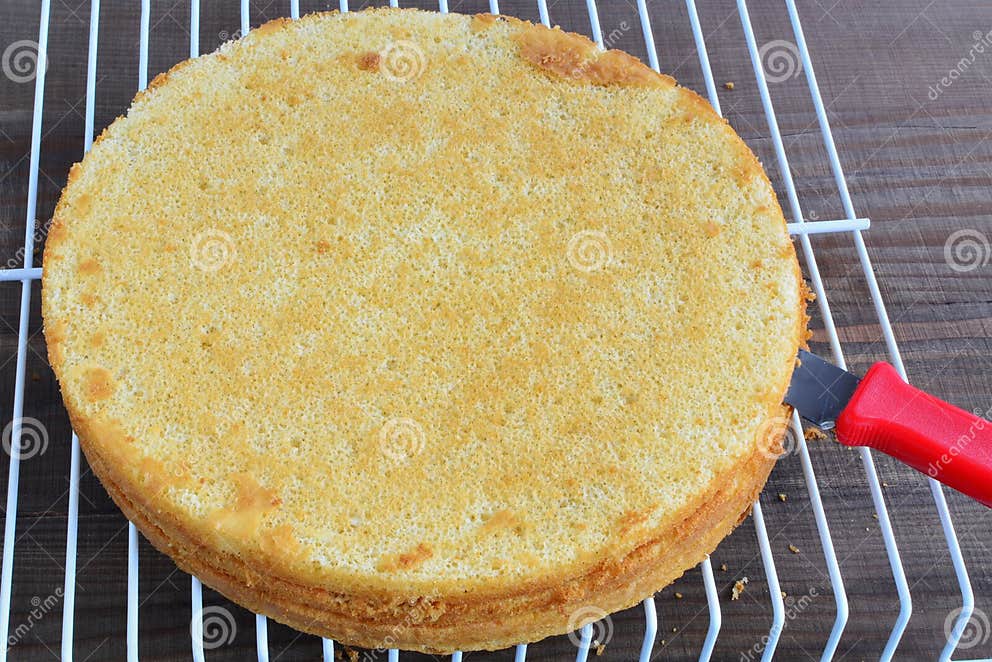 Sponge cake layers stock photo. Image of tasty, knife - 50640904