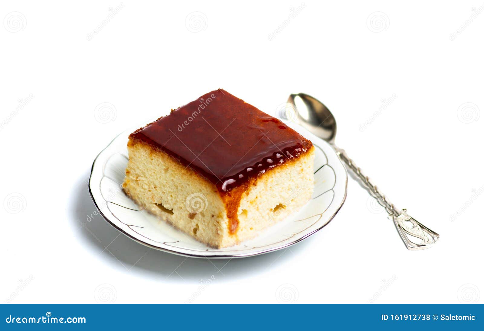 Sponge Cake with Milk and Caramel Topping Stock Photo - Image of ...