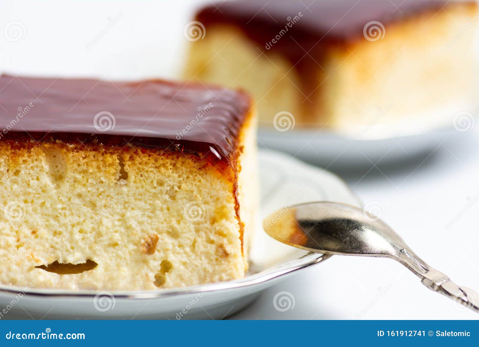 Sponge Cake with Milk and Caramel Topping Stock Image - Image of ...