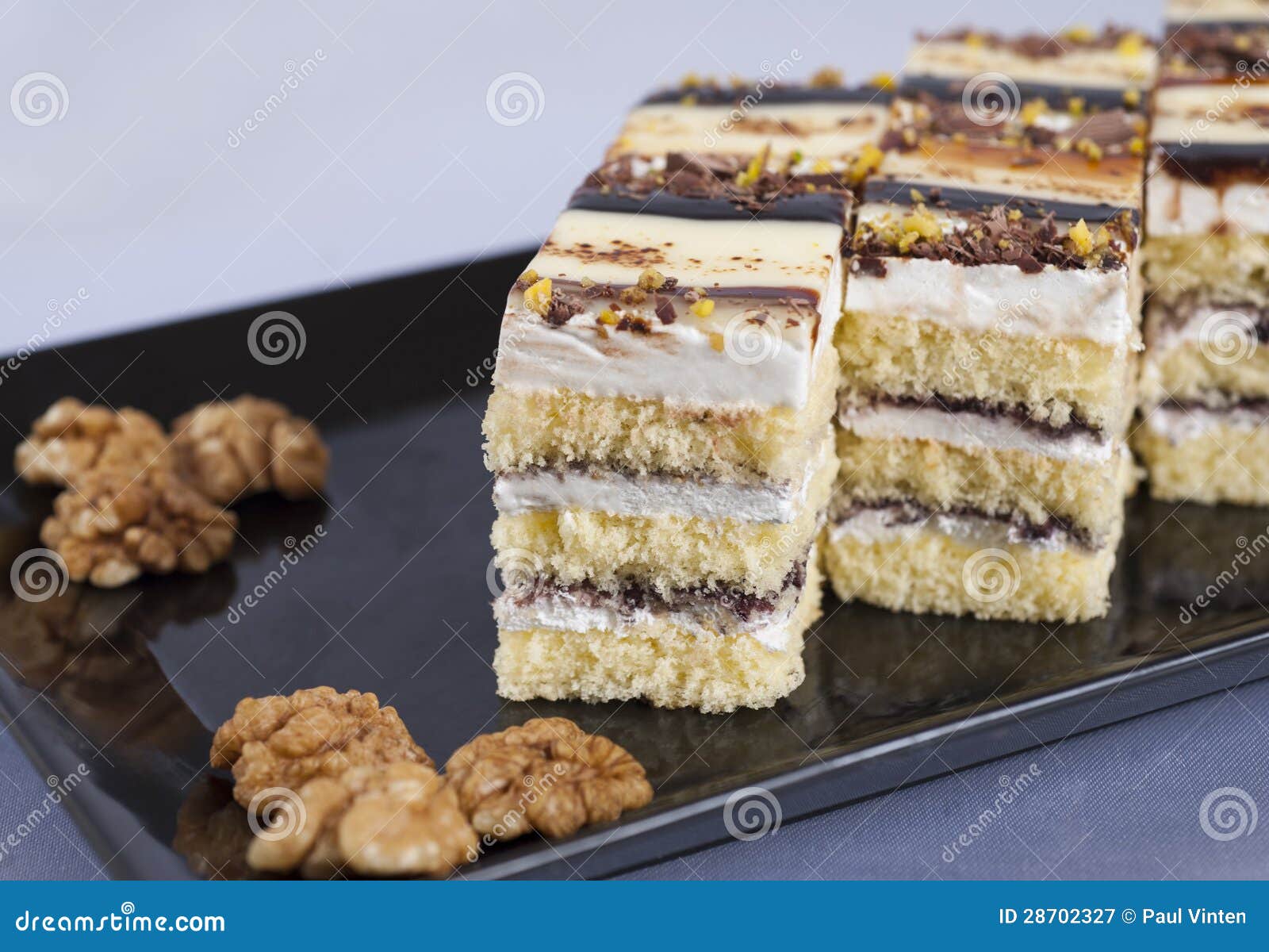 Sponge cake on a plate stock image. Image of cream, luxury - 28702327