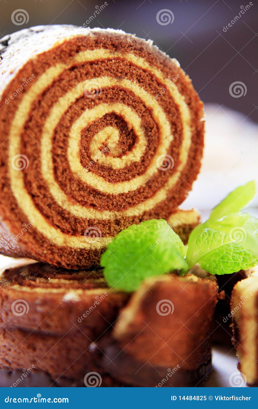 Sponge cake roll stock image. Image of chocolate, vanilla - 14484825