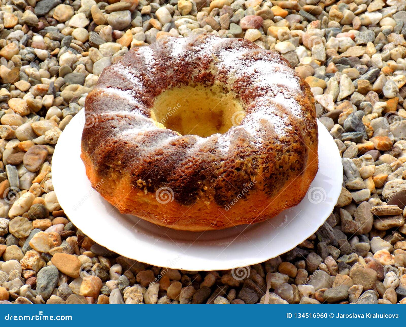 Sponge Cake on the White Plate Stock Photo - Image of icing, delicious ...