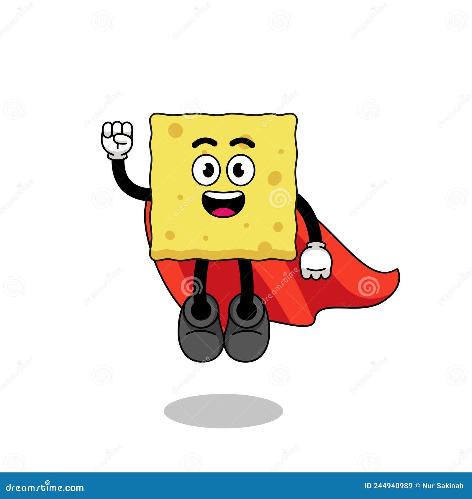 Sponge Cartoon with Flying Superhero Stock Vector - Illustration of ...