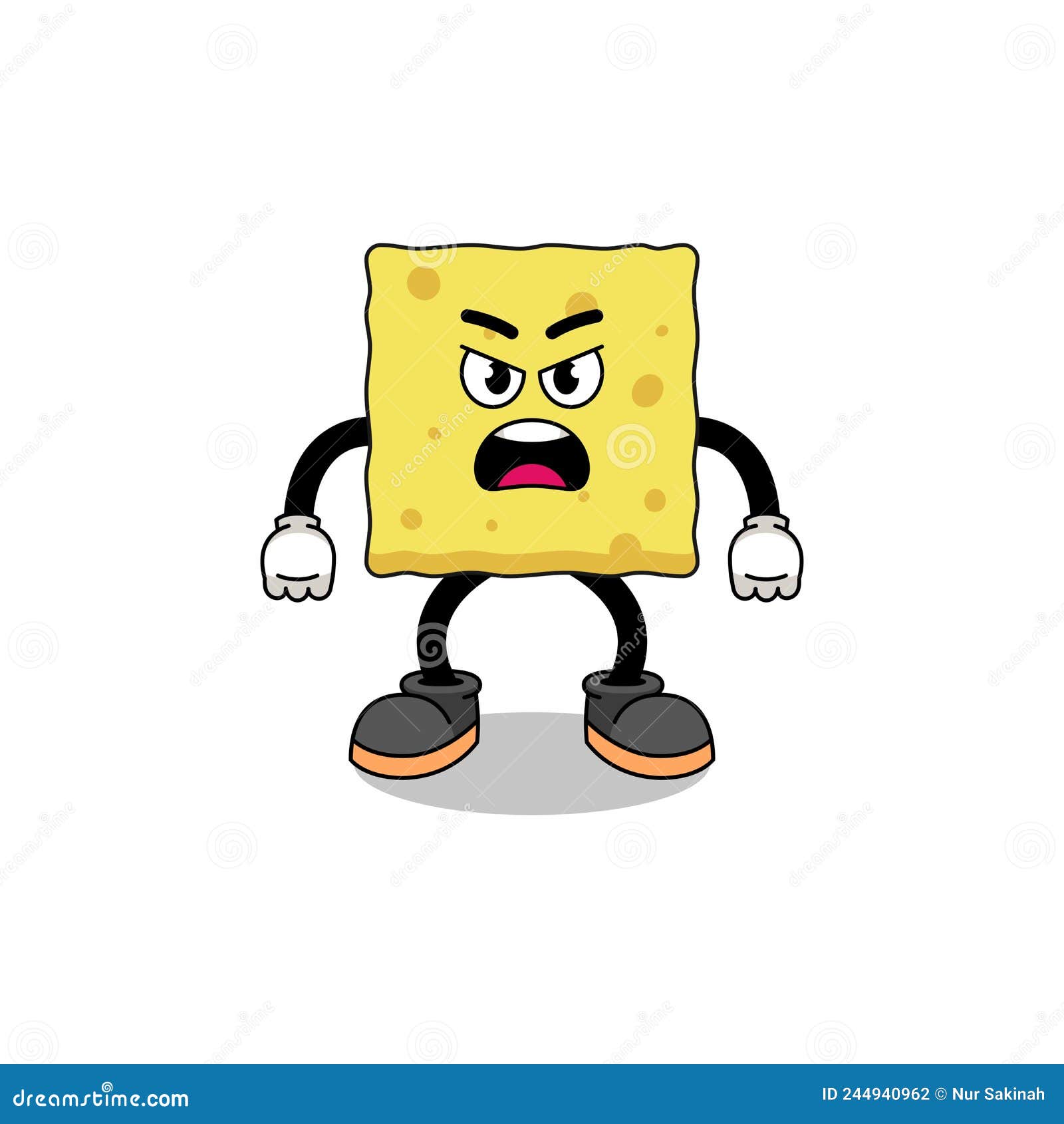 Sponge Cartoon Illustration with Angry Expression Stock Vector ...