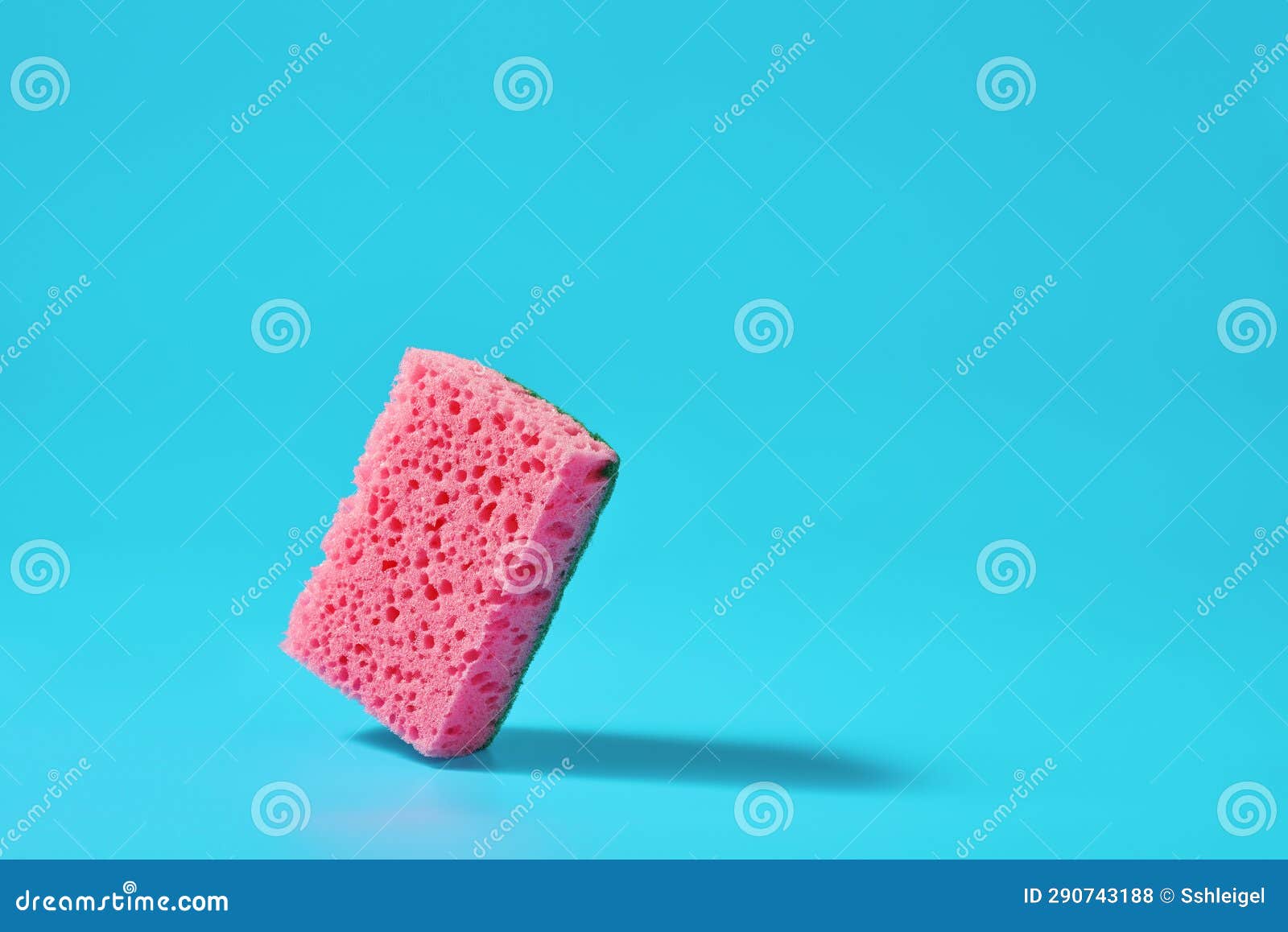 Sponge for Cleaning Pink Color on Blue Background with Copy Space ...