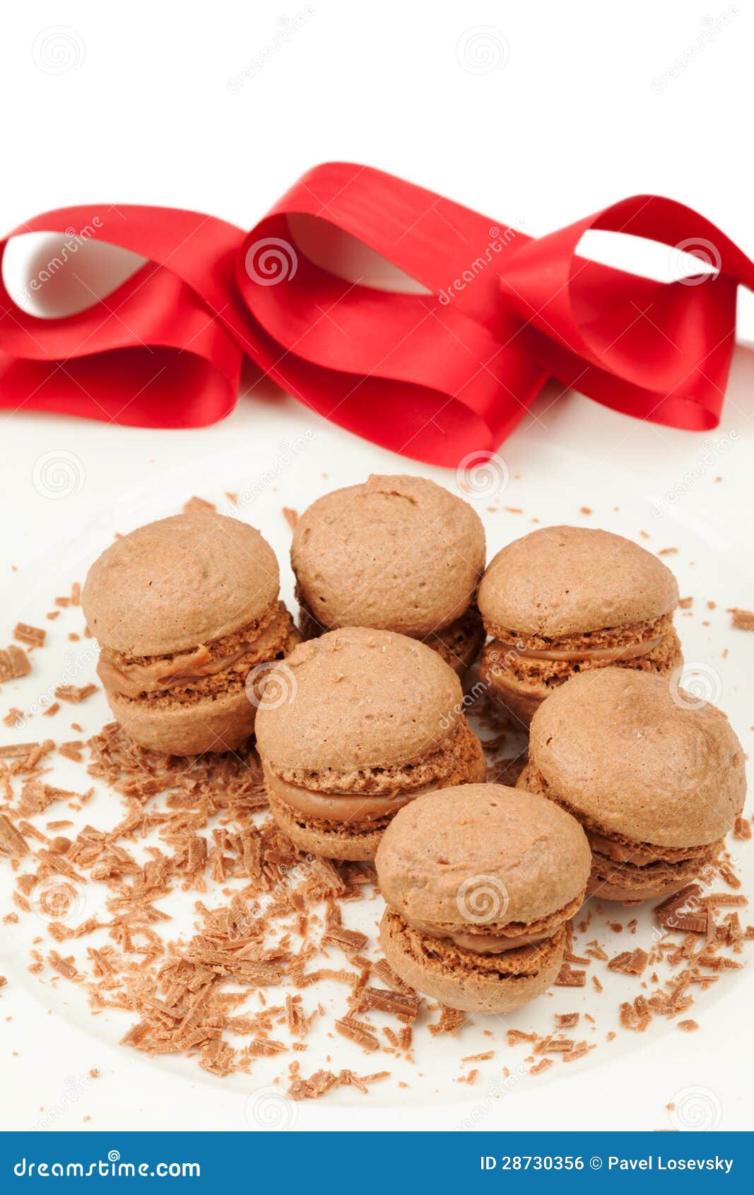 Sponge Drops Dough with Cream, Decorated with Band Stock Photo - Image ...