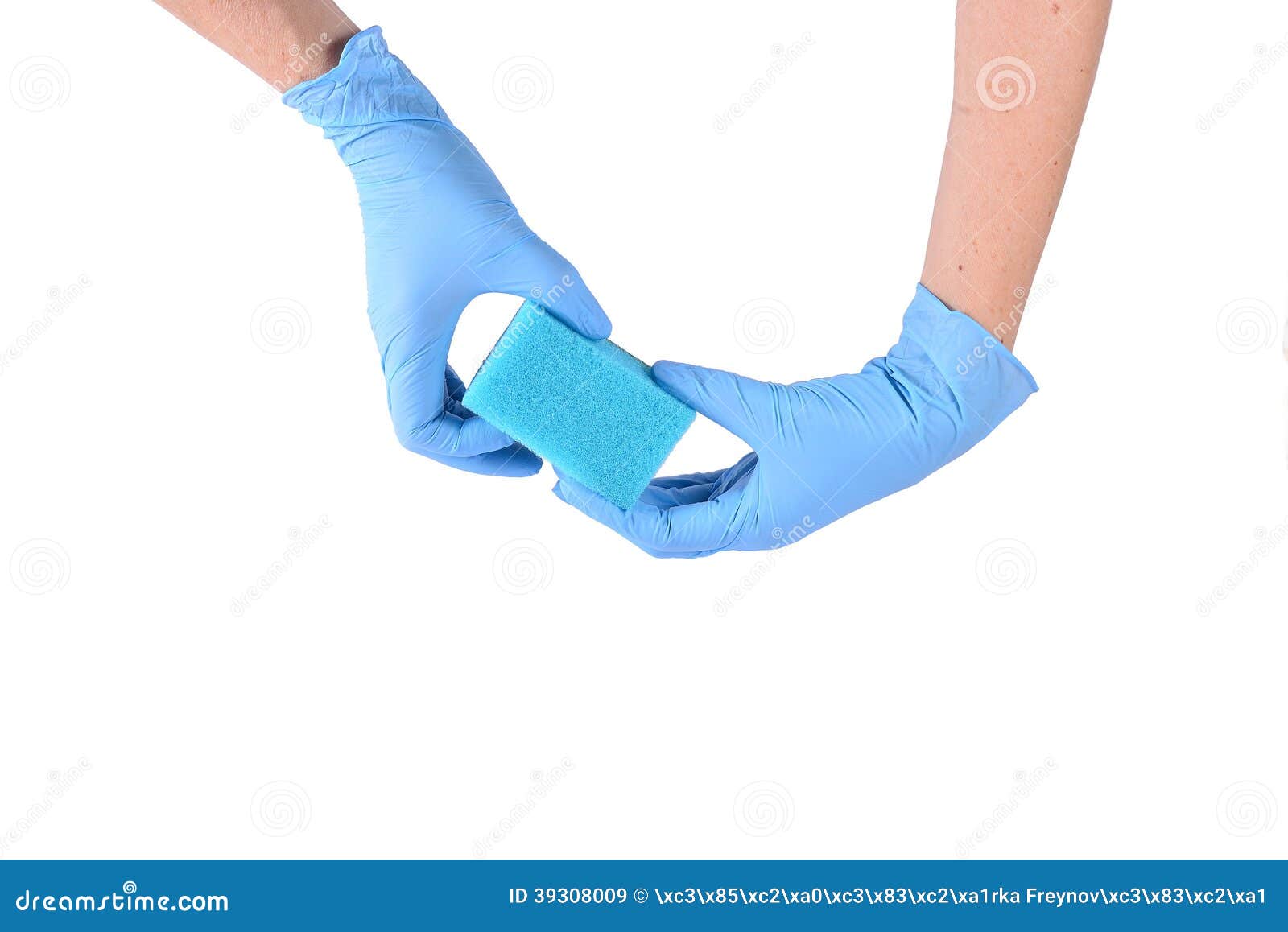 Sponge in hands stock image. Image of gloves, close, green - 39308009