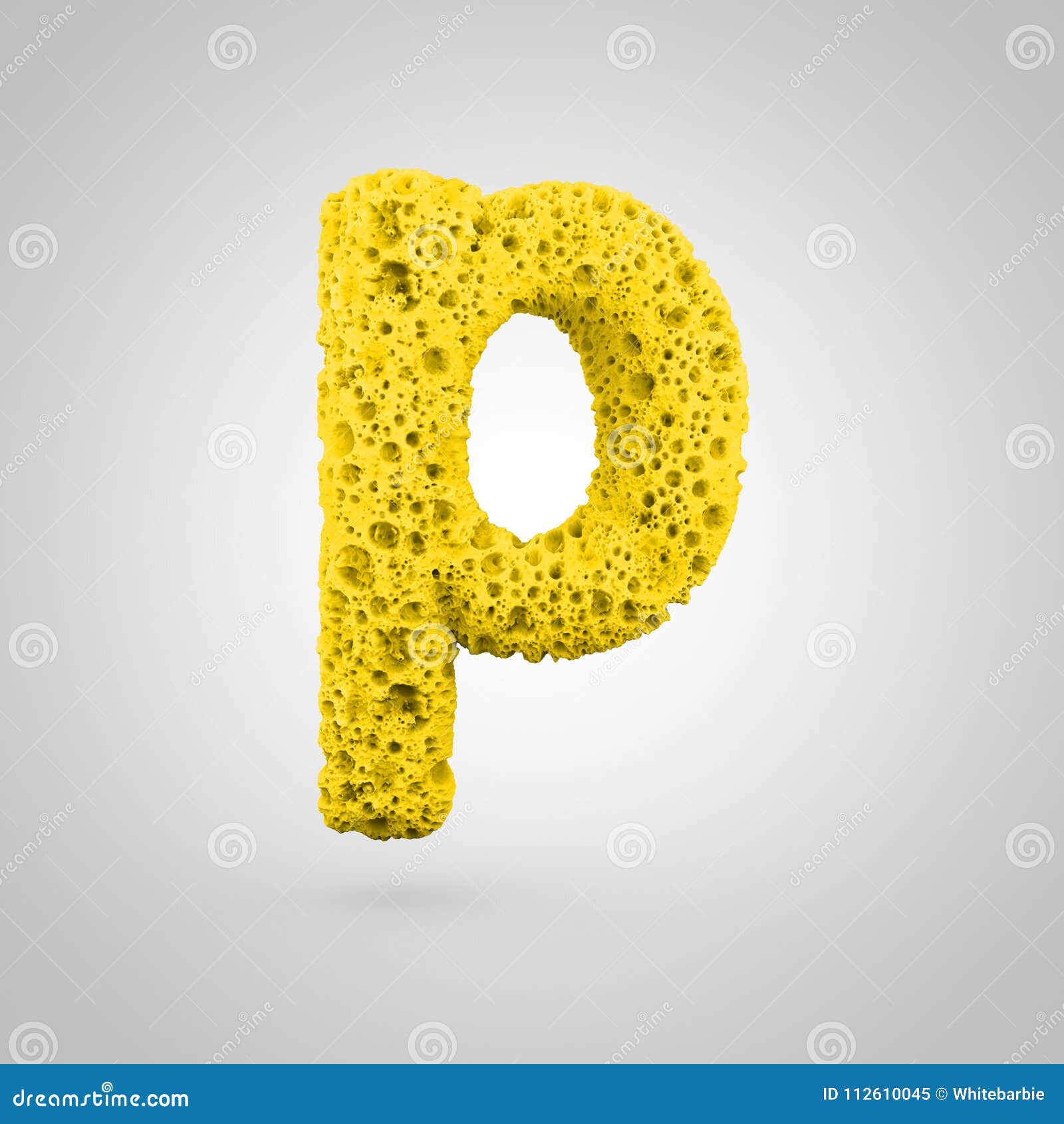 Yellow Sponge Letter P Lowercase Isolated on White Background. Stock ...