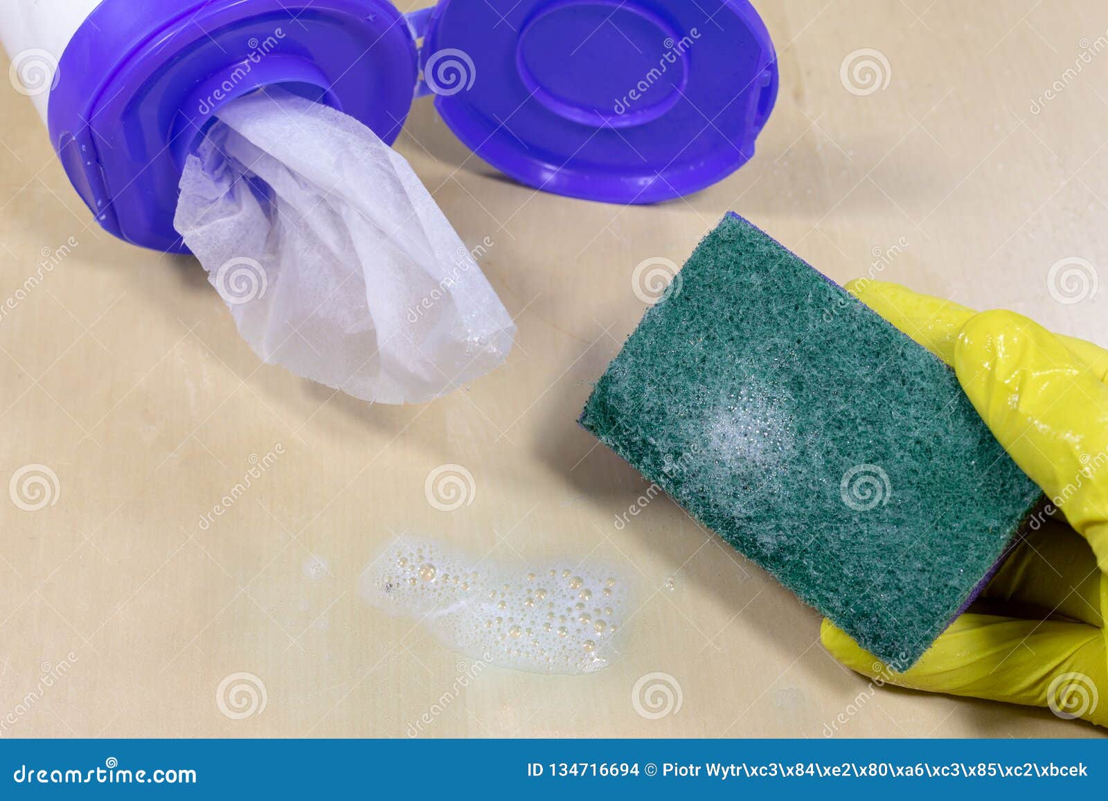 Sponge and Liquid for Cleaning the Surface at Home. Accessories for ...