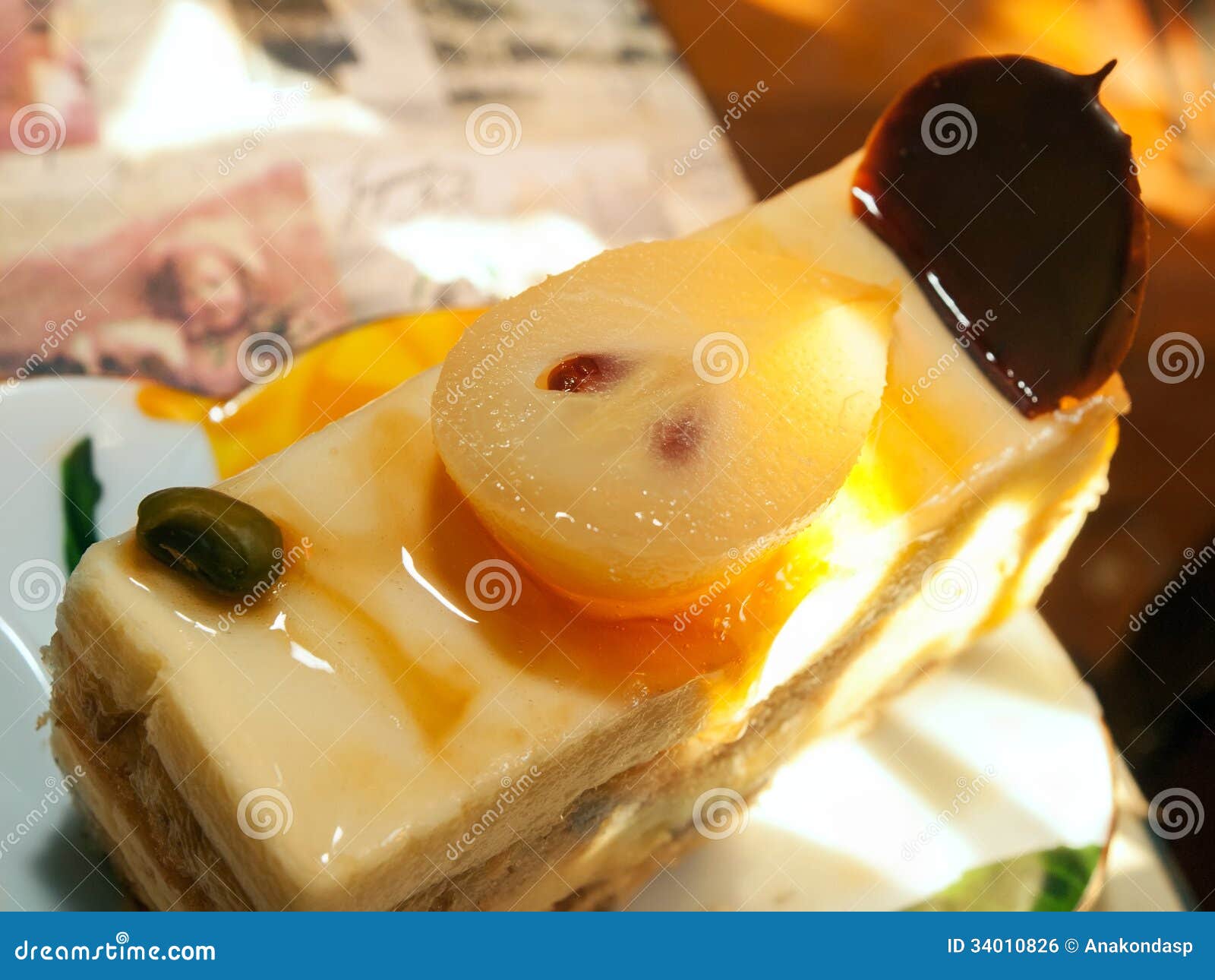 Sponge Pear Cake with Soft Praline Stock Photo - Image of bakery ...
