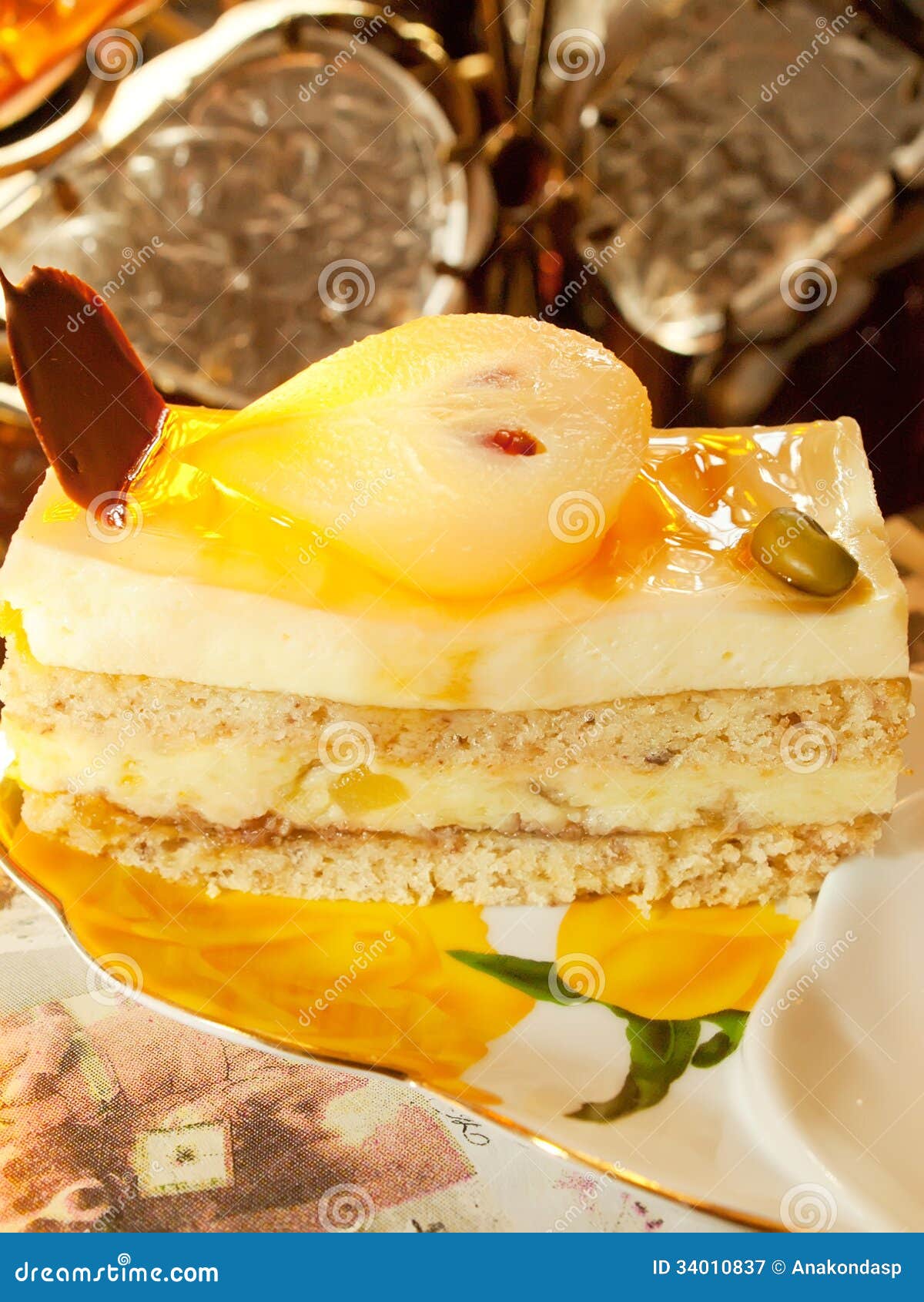 Sponge Pear Cake with Soft Praline Stock Image - Image of coffee ...