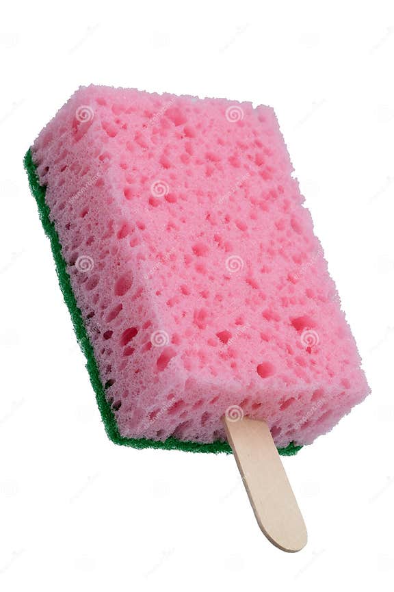 Sponge Popsicle on a Stick Isolated Stock Photo - Image of sanitary ...